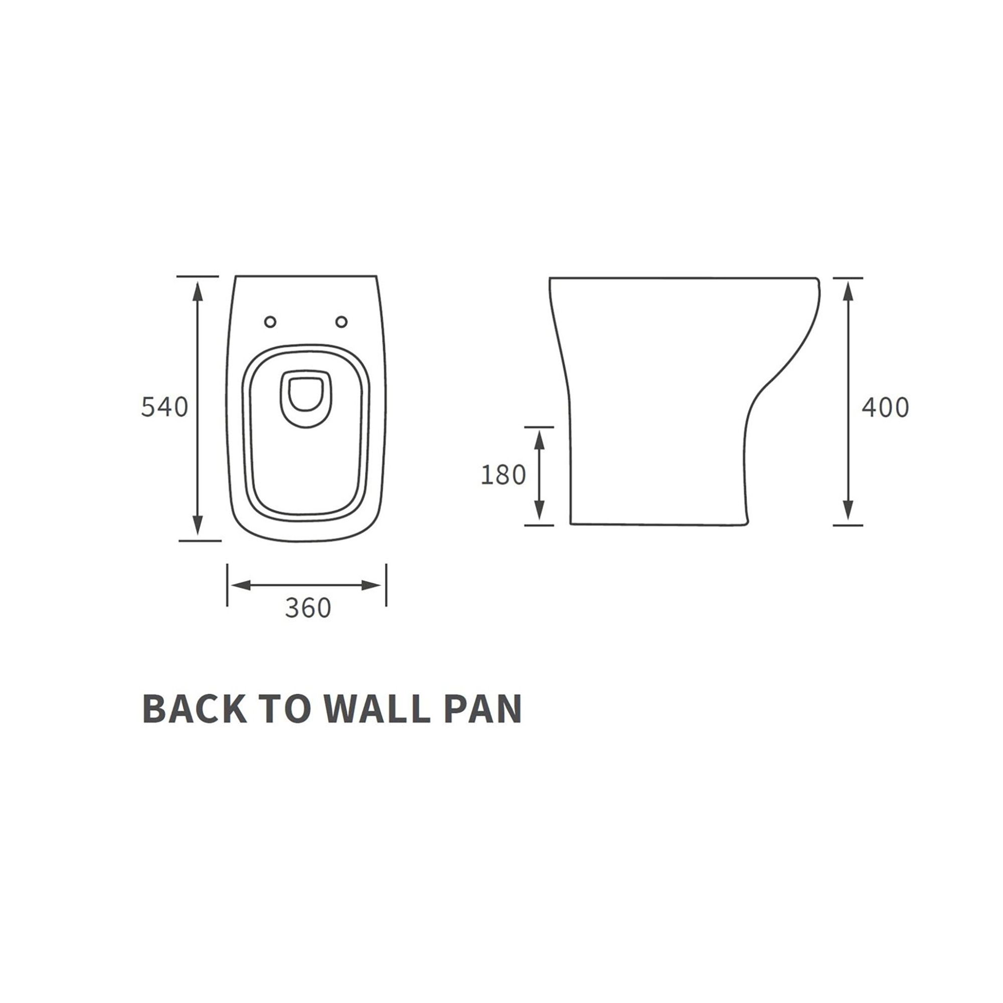 * Durleigh White Rimless Back to wall Toilet pan with Square Soft close ...