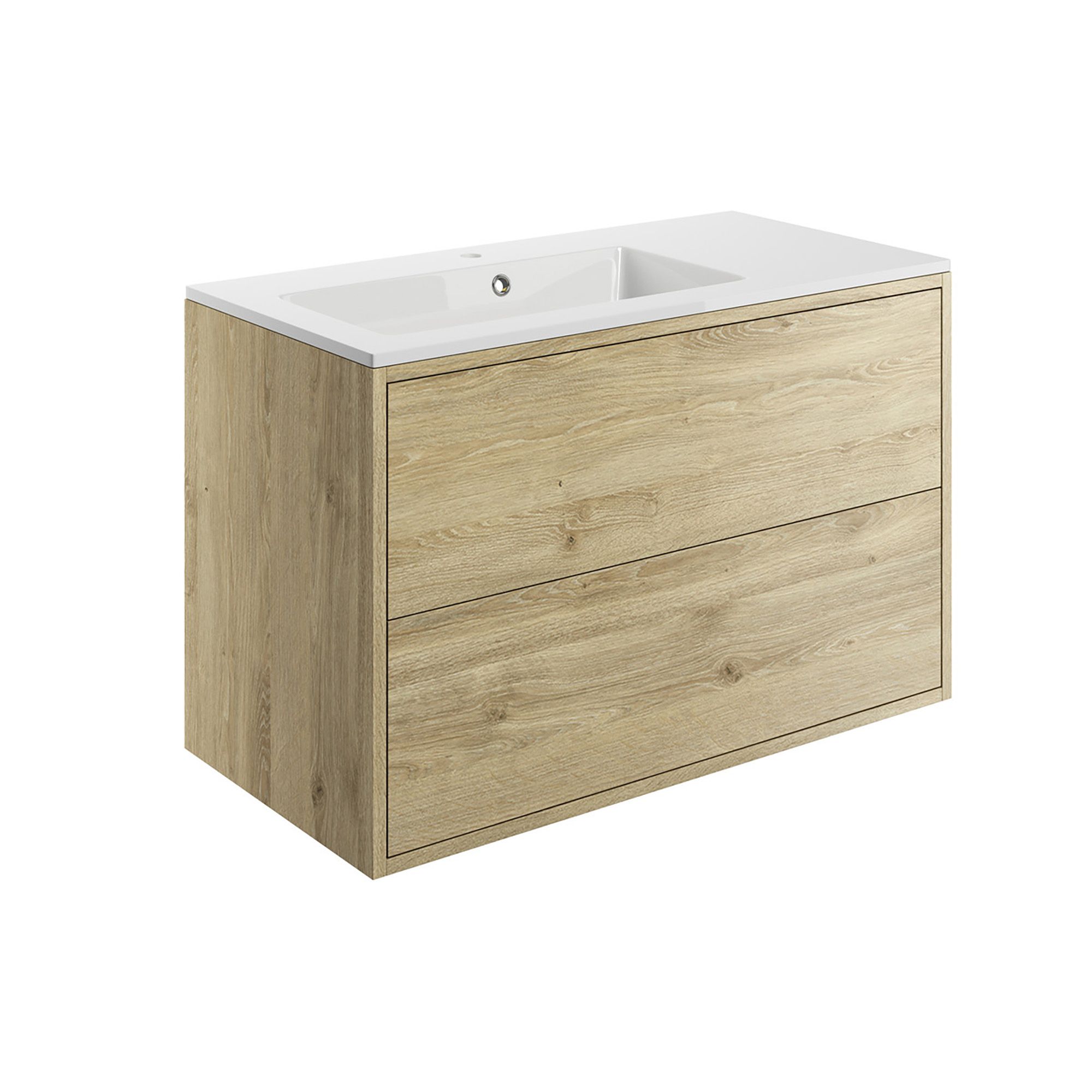 * Grasmere Havana Oak effect Wall-mounted Vanity unit & basin set (W ...