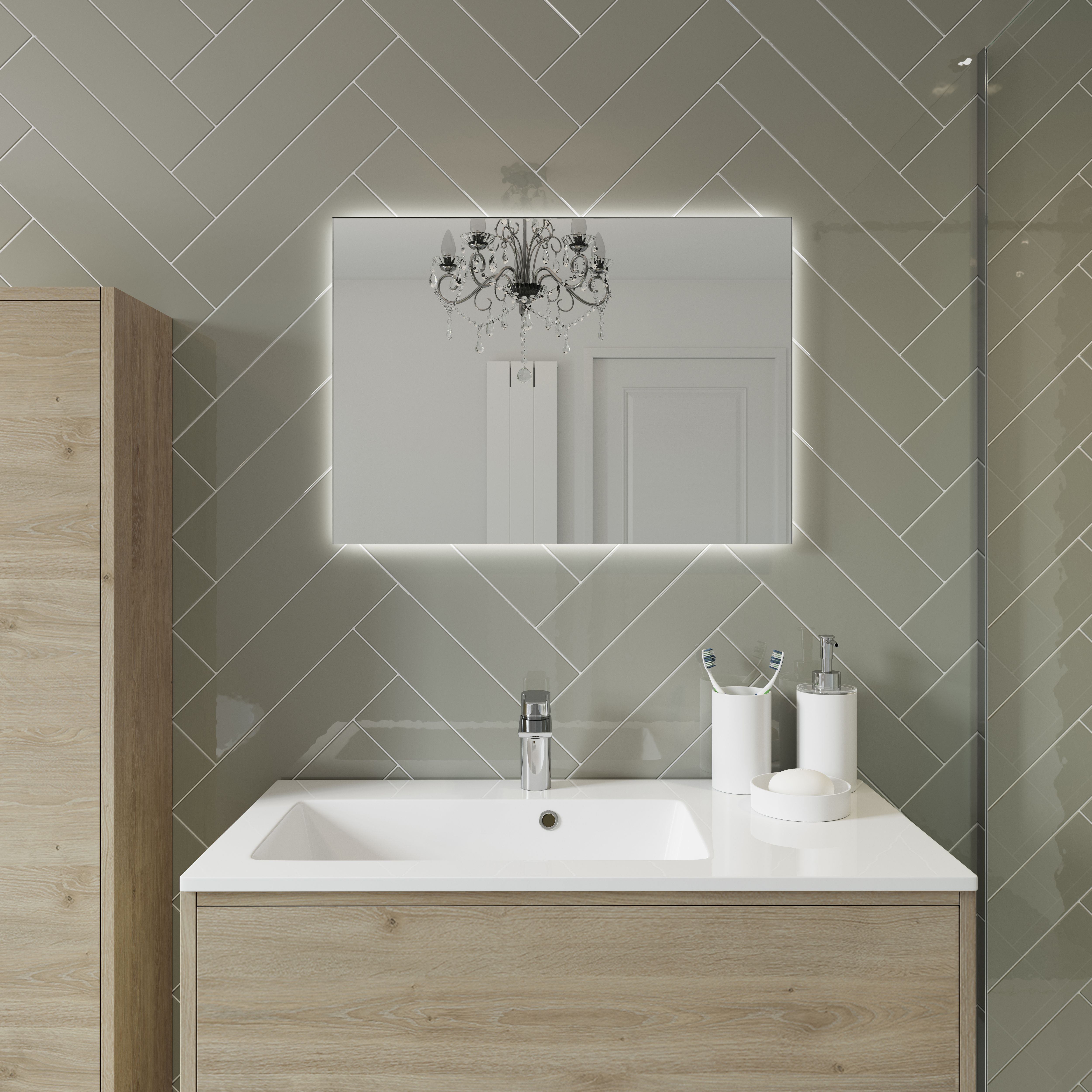 * Grasmere Havana Oak effect Wall-mounted Vanity unit & basin set (W ...