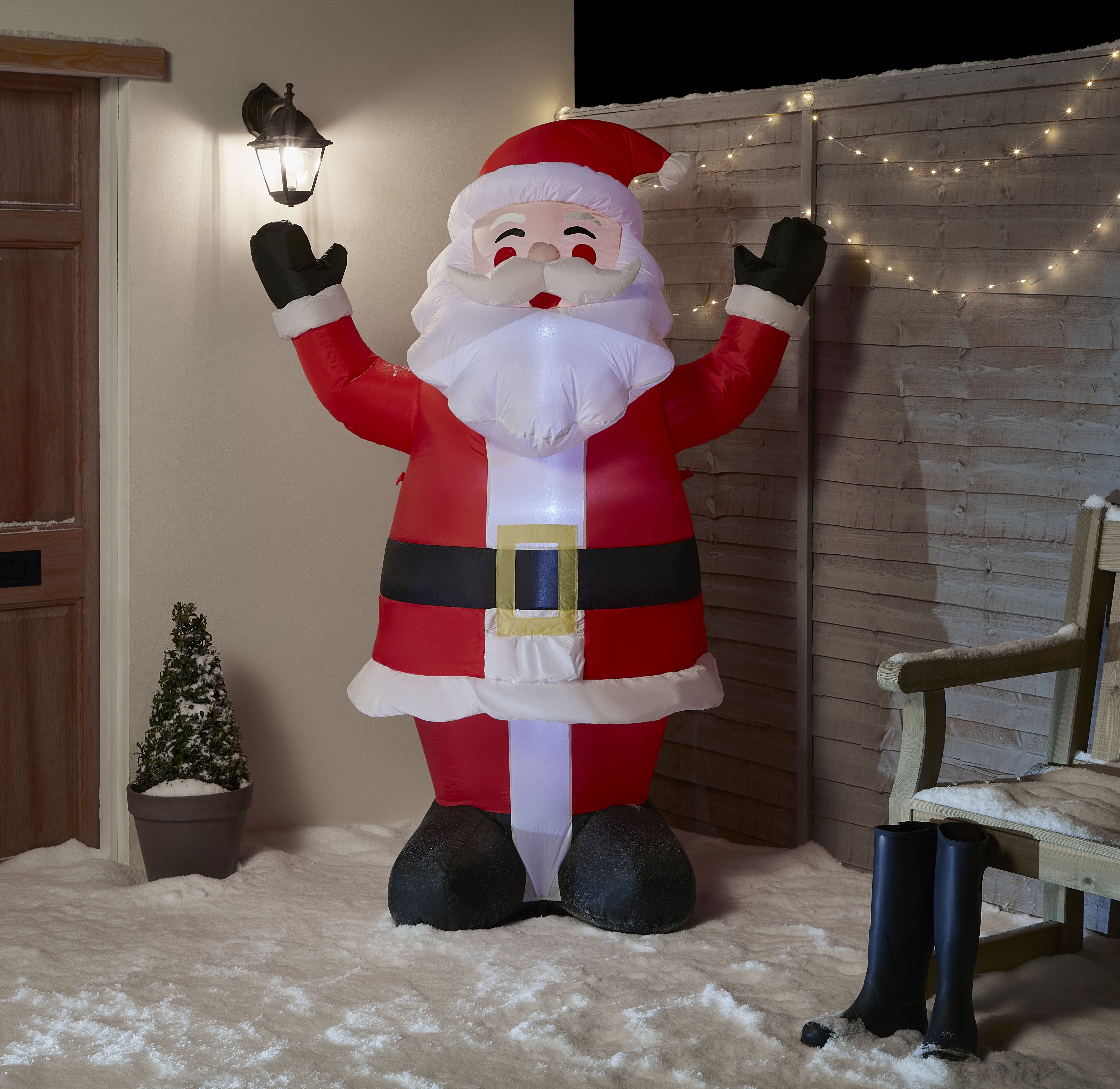 H 1.52m LED Christmas Santa with hands up Inflatable DIY at B Q