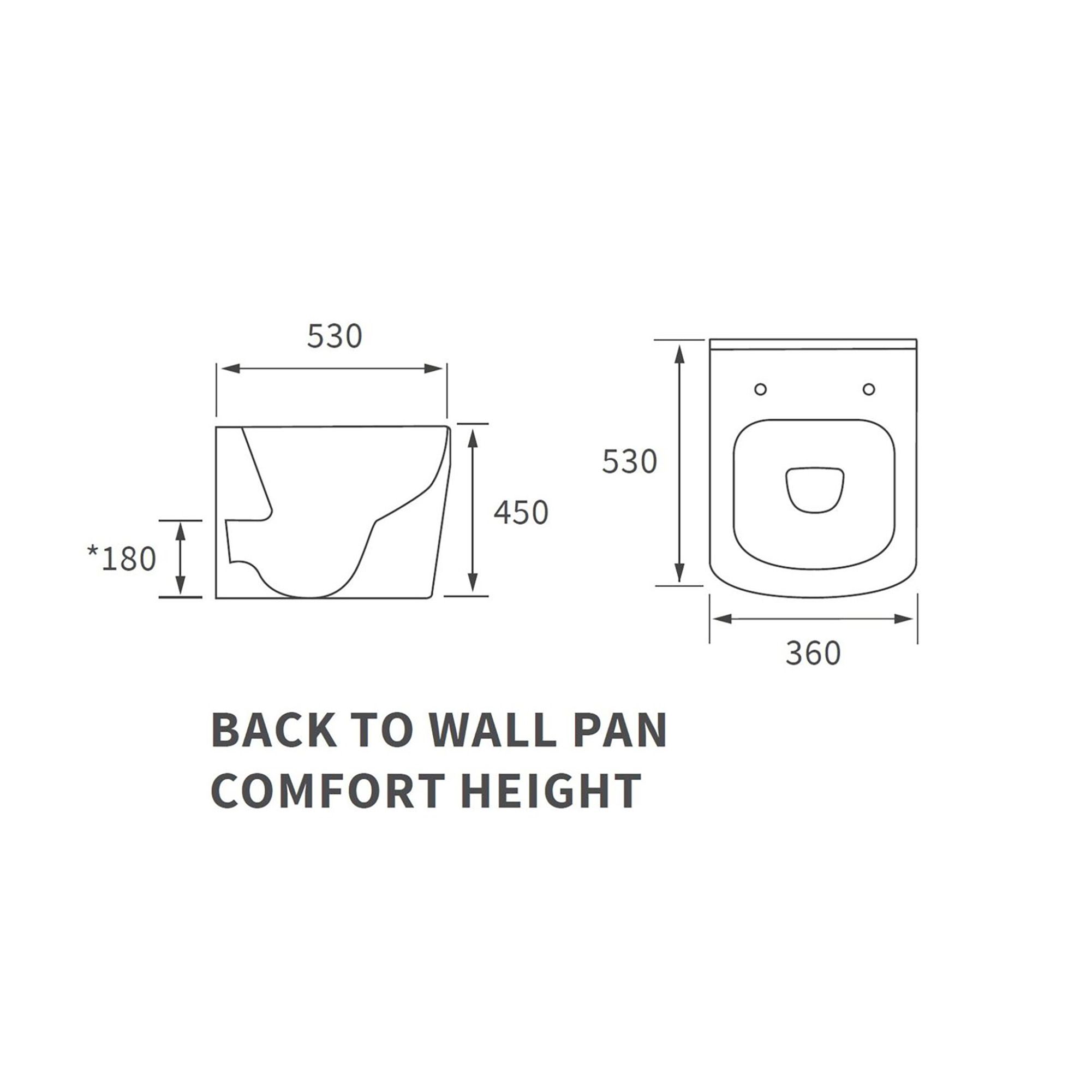 * Standon White Rimless Back to wall Toilet pan Comfort Height with ...