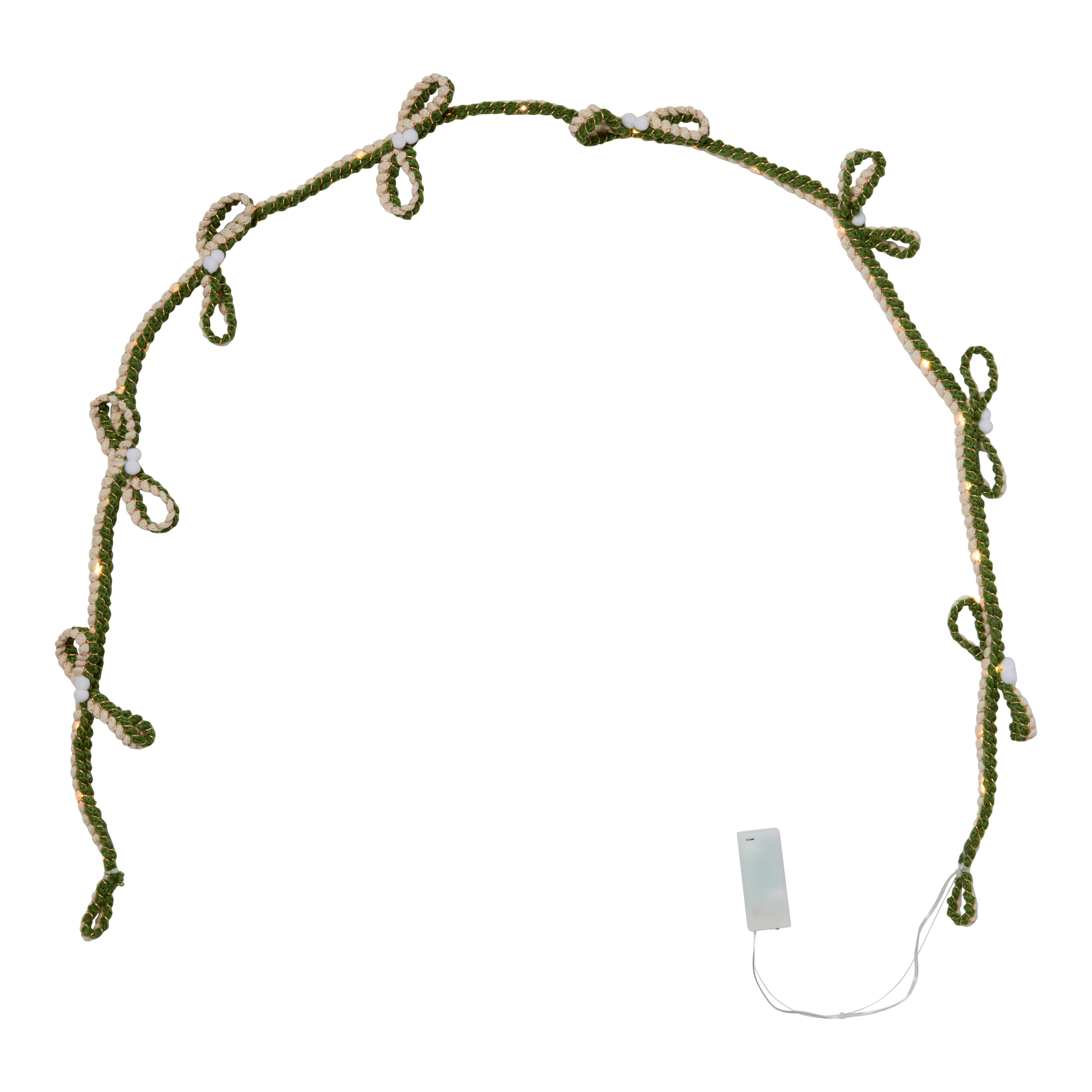 1.8m Braided rope mistletoe Green & White Battery-powered Garland | DIY ...