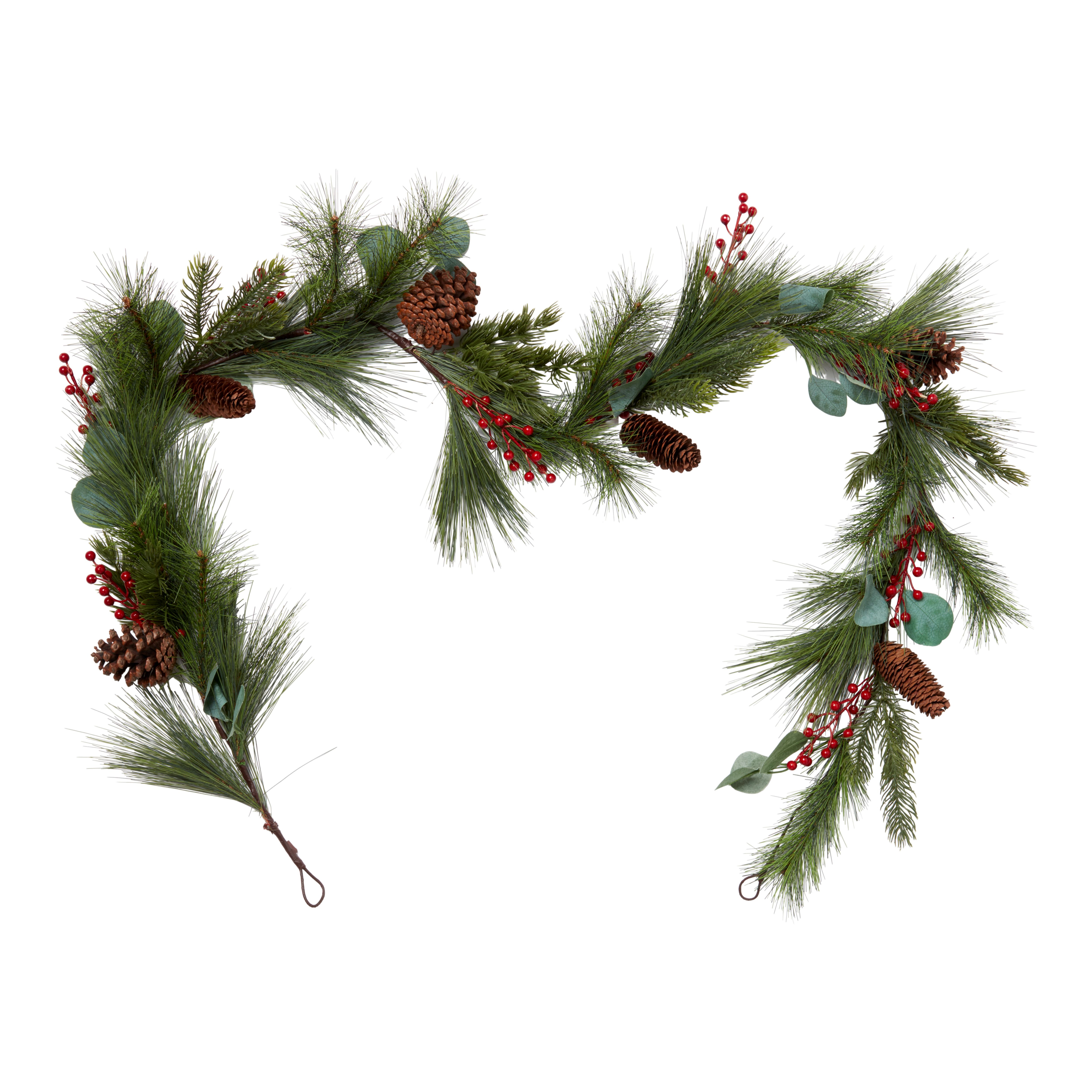 1.8m Green Garland with Red berries & pinecones | DIY at B&Q