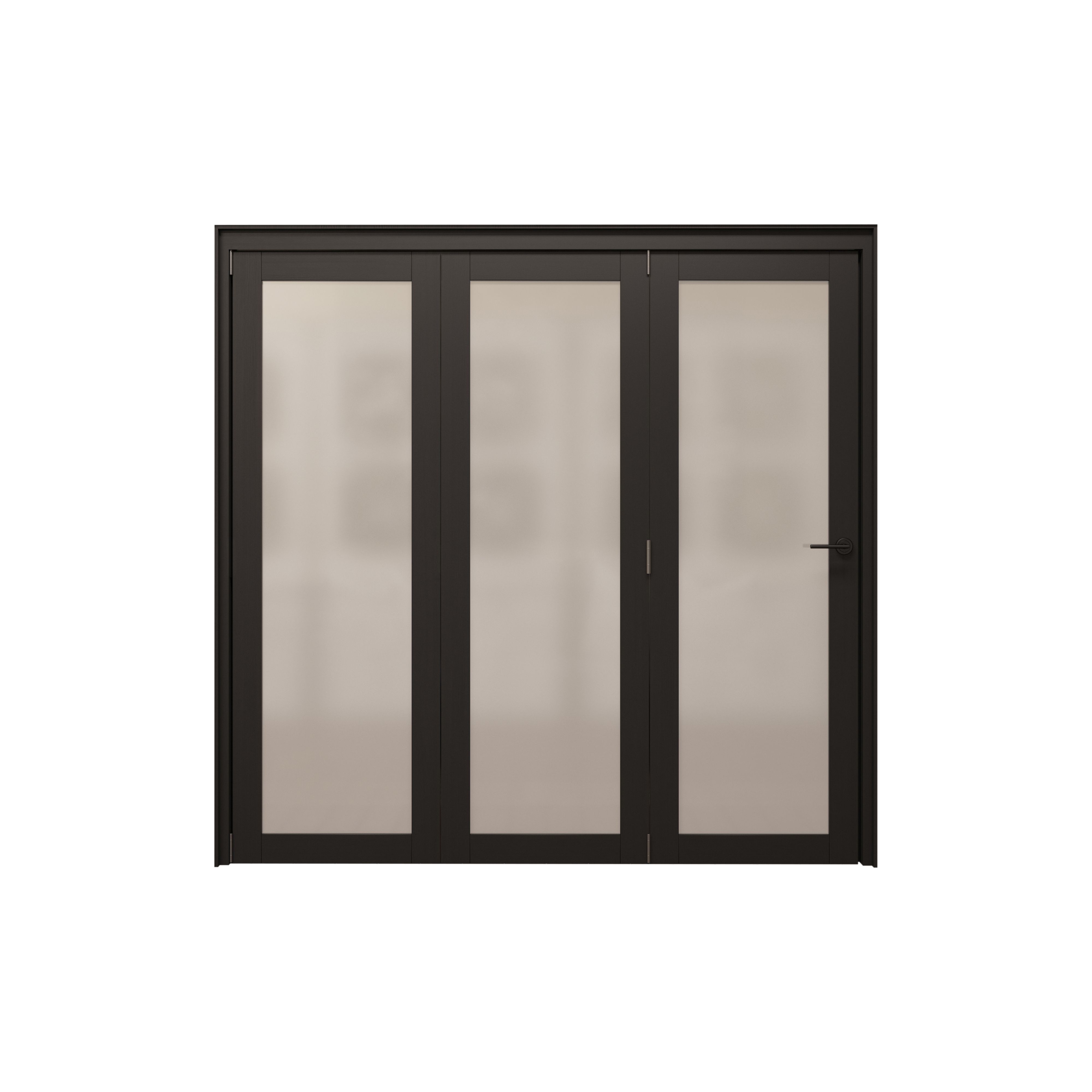 1 panel 1 Lite Frosted Glazed Black Pine Internal Bi-fold Door set, (H ...