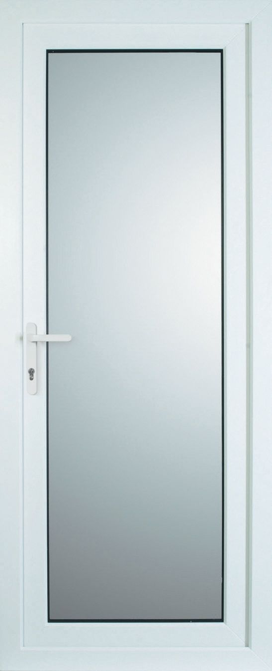 1 panel Glazed Industrial White LH External Back Door set, (H)2055mm (W ...
