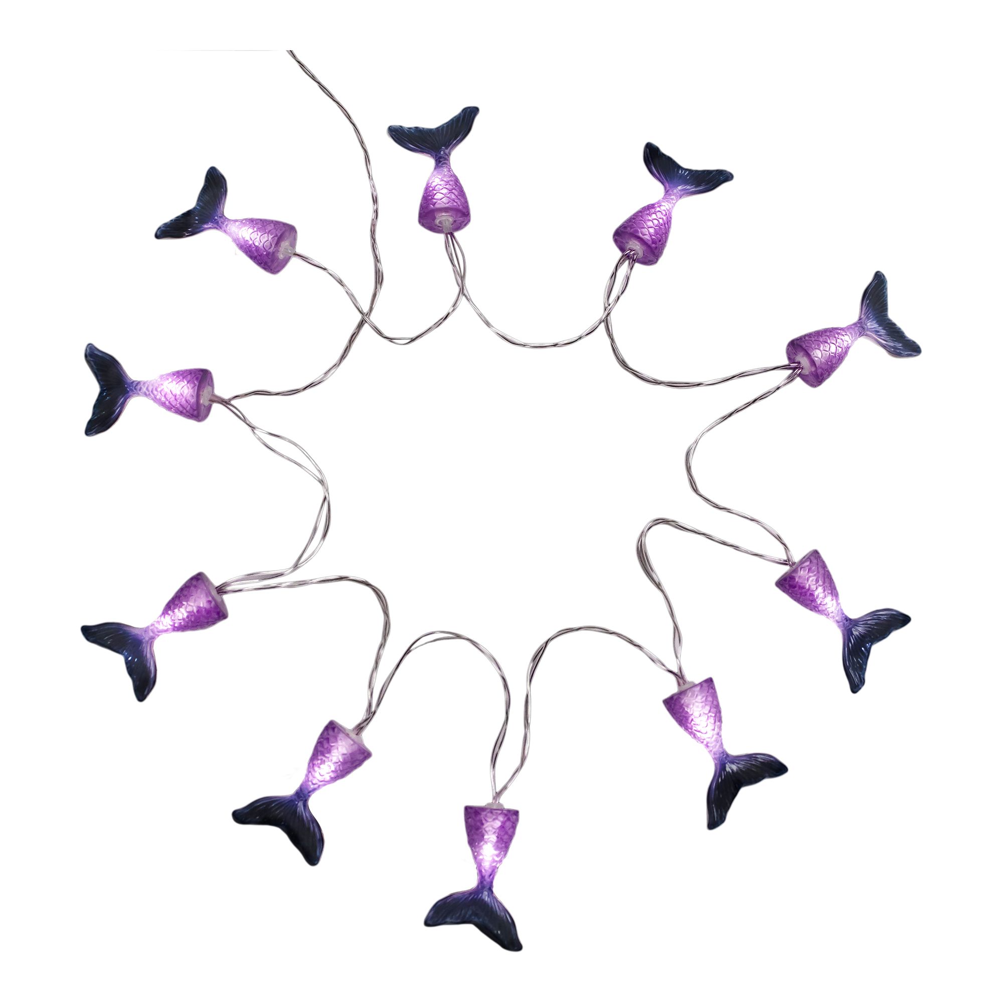 10 Ice white Mermaid tail LED String lights With timer function Clear cable