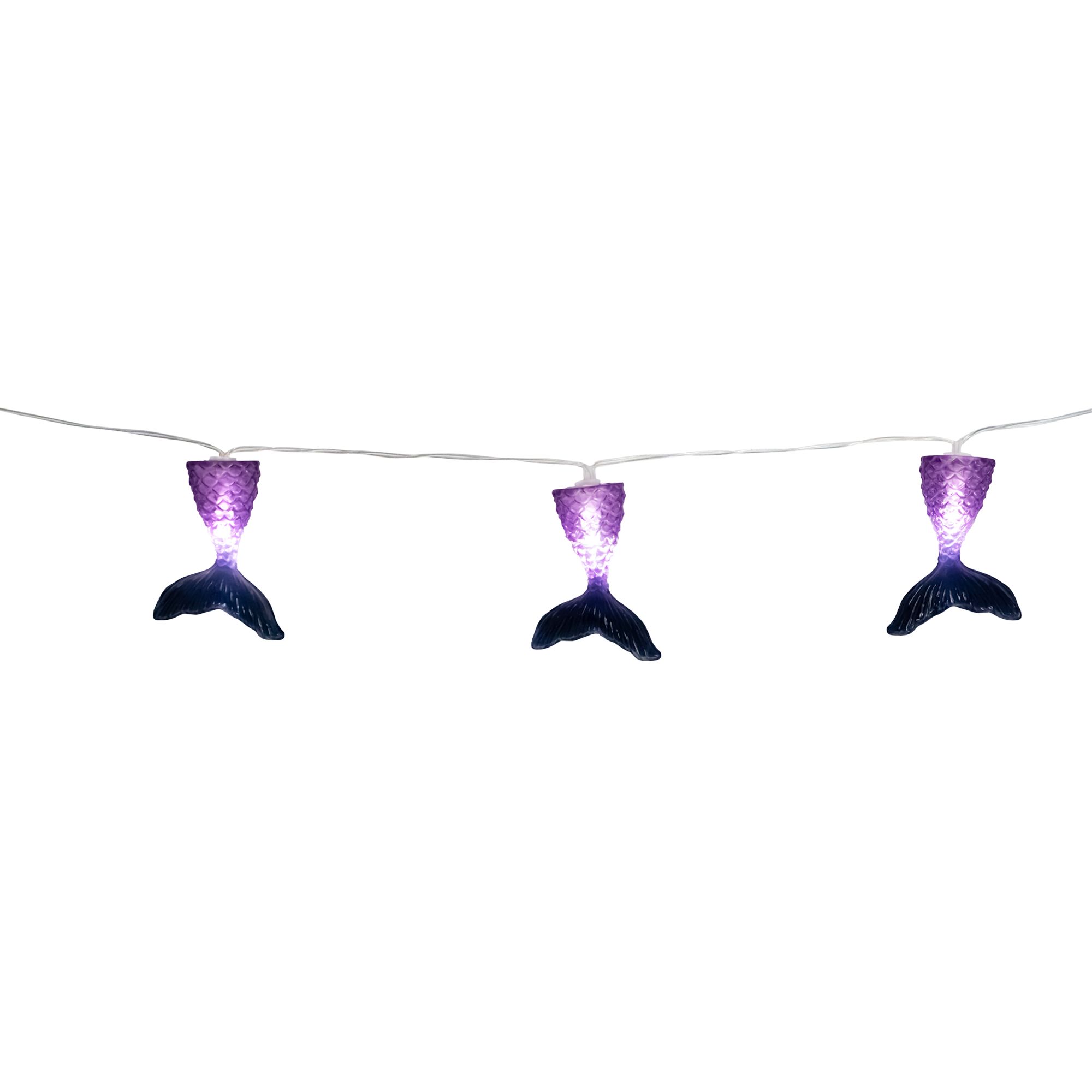 10 Ice white Mermaid tail LED String lights With timer function Clear cable