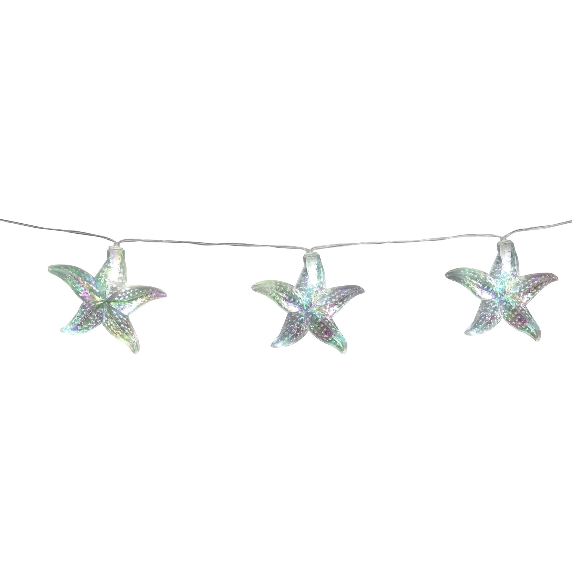 10 Ice white Starfish LED String lights With timer function Clear cable
