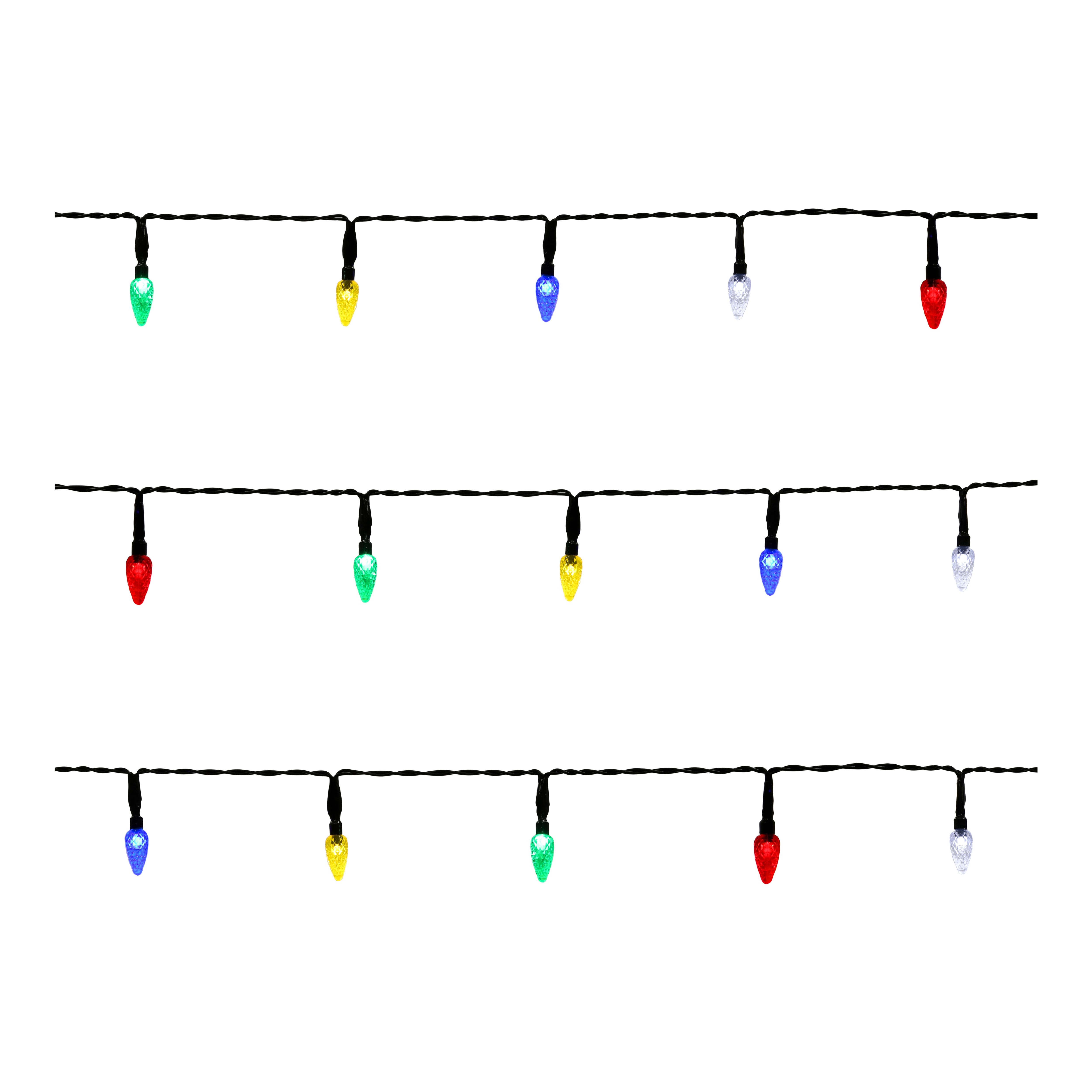 10 Multicolour LED String lights Green cable