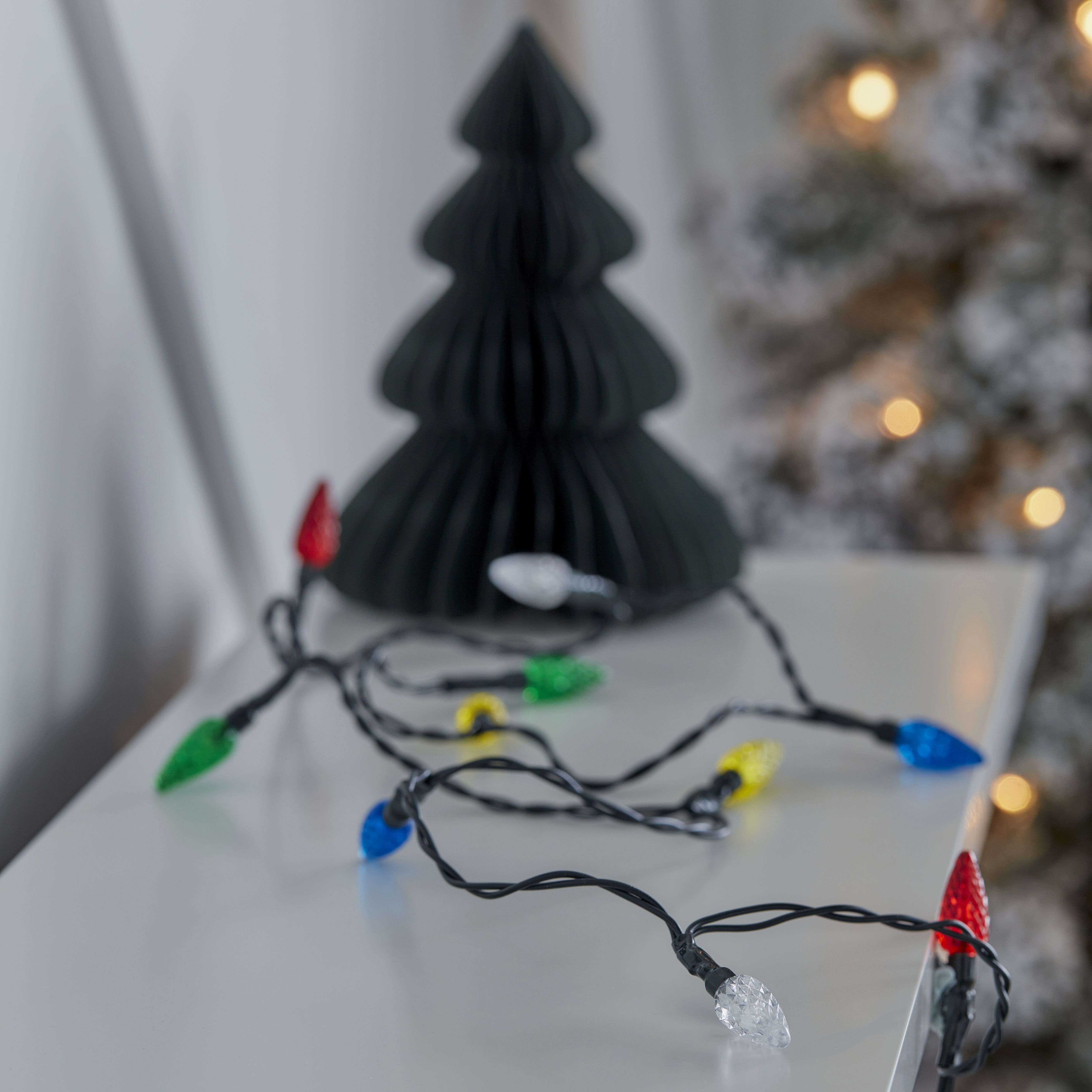 10 Multicolour LED String lights Green cable