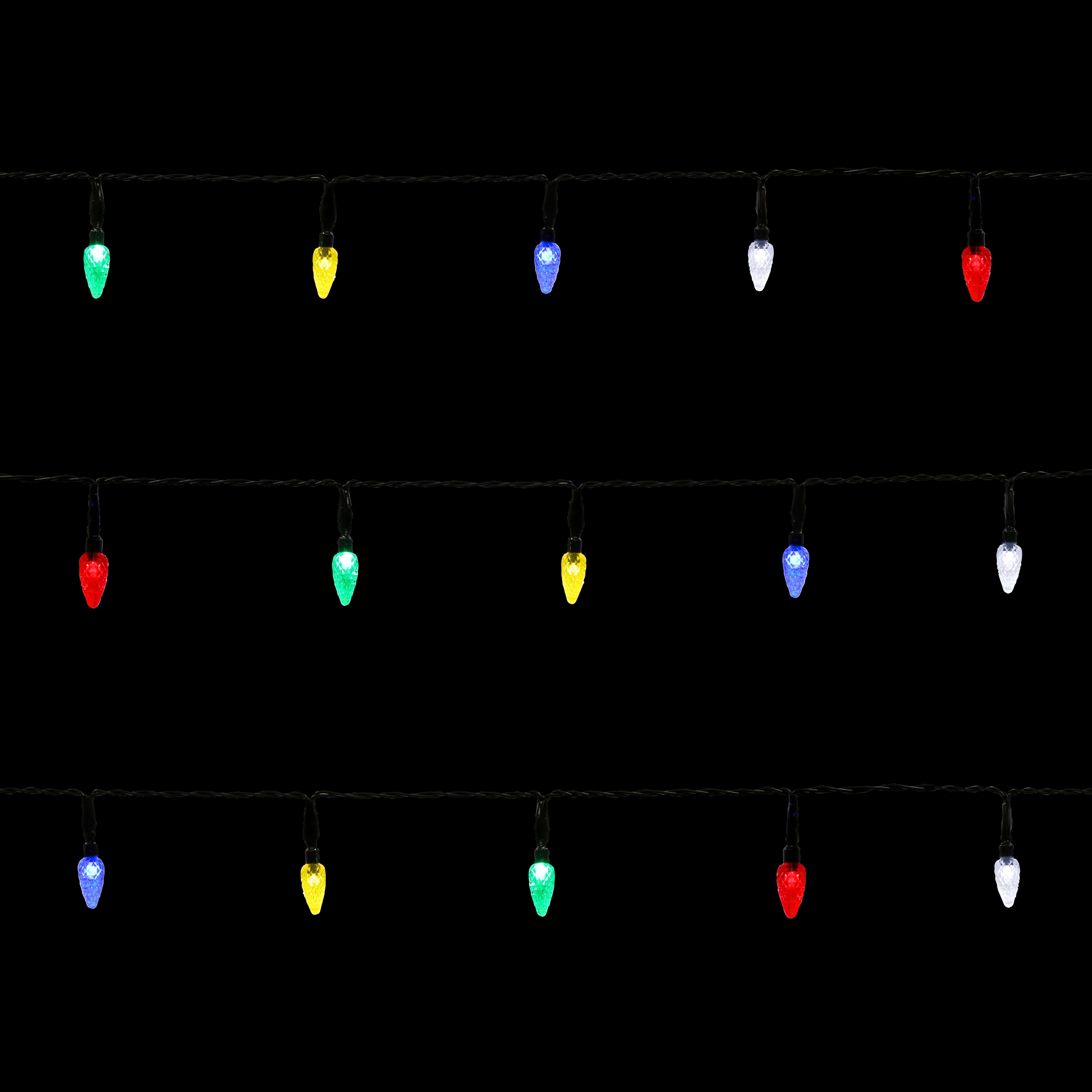 10 Multicolour LED String lights Green cable