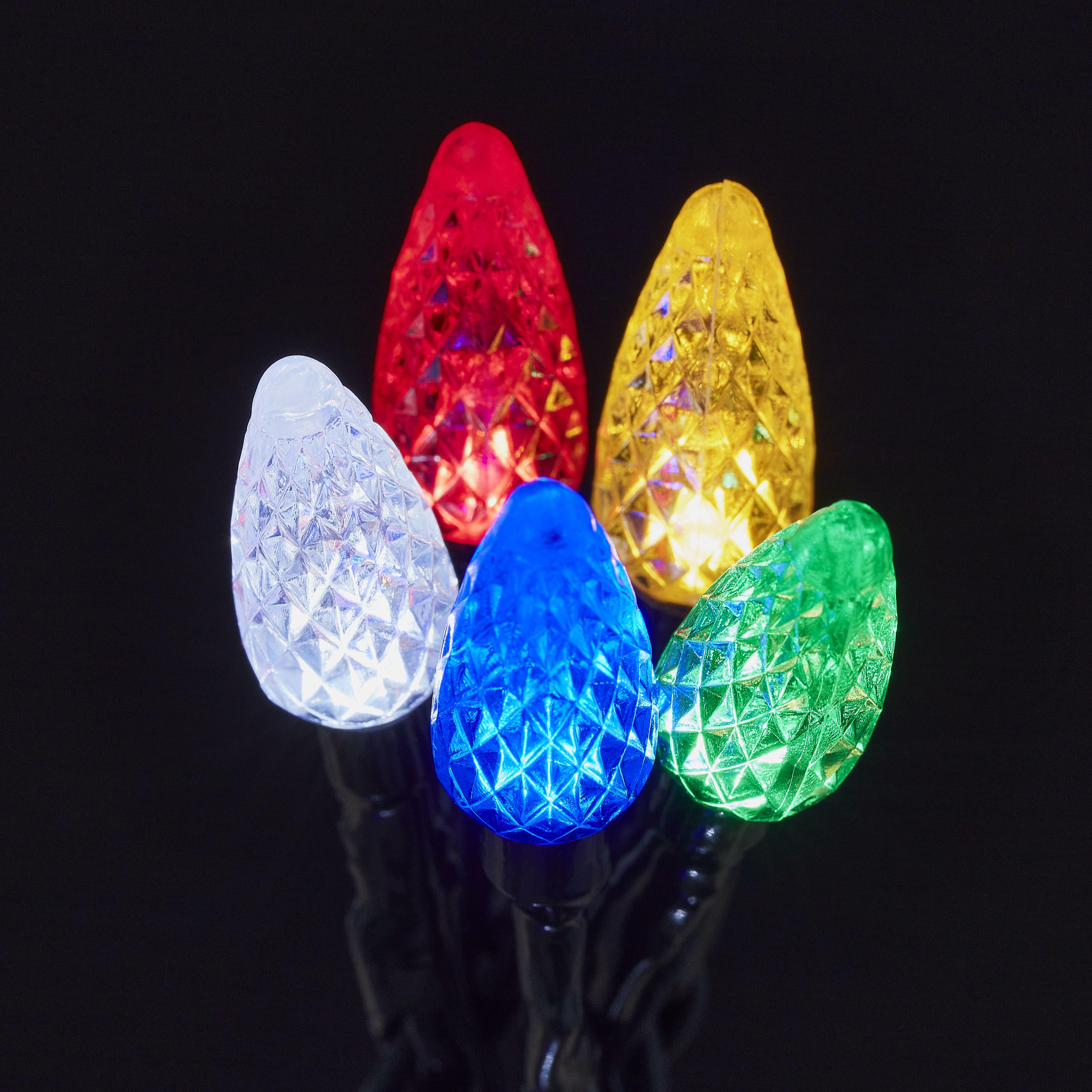 10 Multicolour LED String lights Green cable