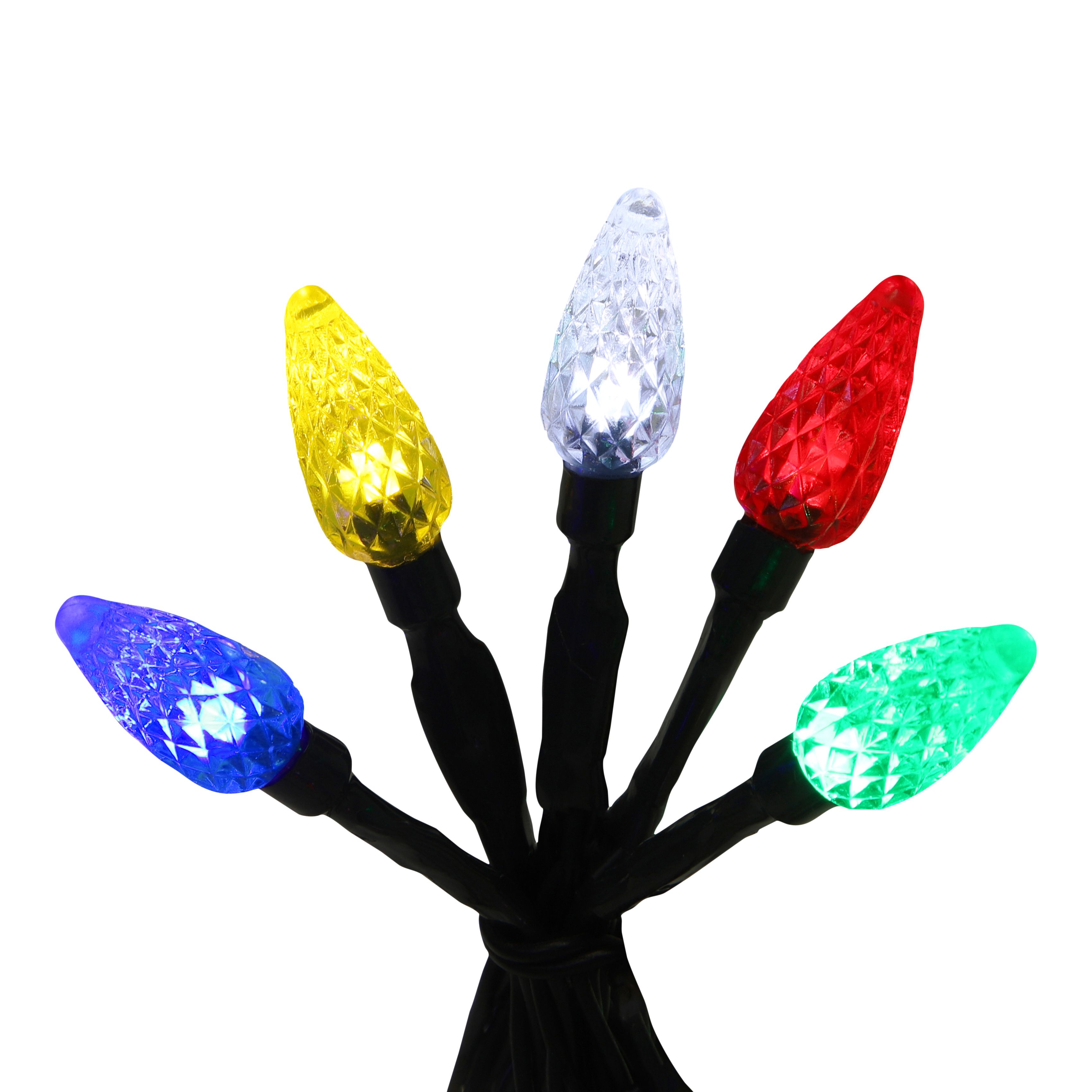 10 Multicolour LED String lights Green cable