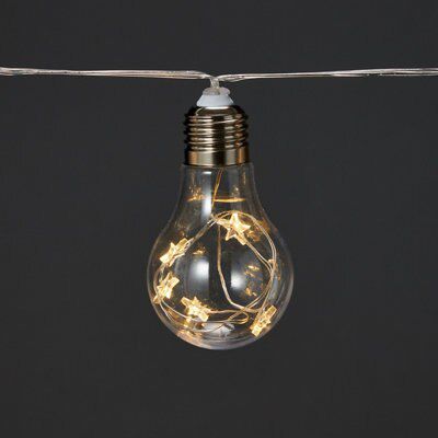 10 Warm white Bulb LED With timer String lights Clear cable