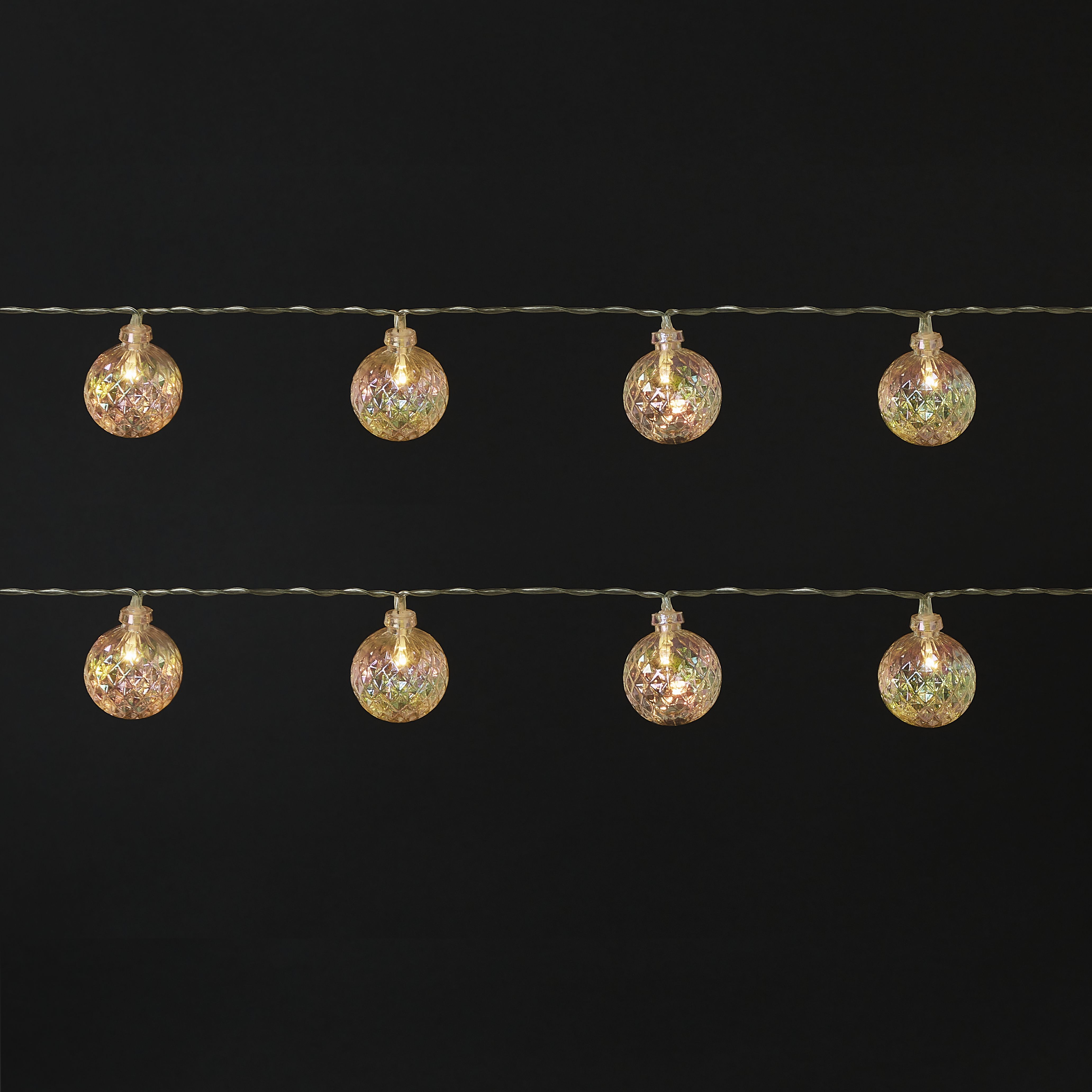 10 Warm white Faceted Ball LED Rope Light with Clear cable | DIY at B&Q