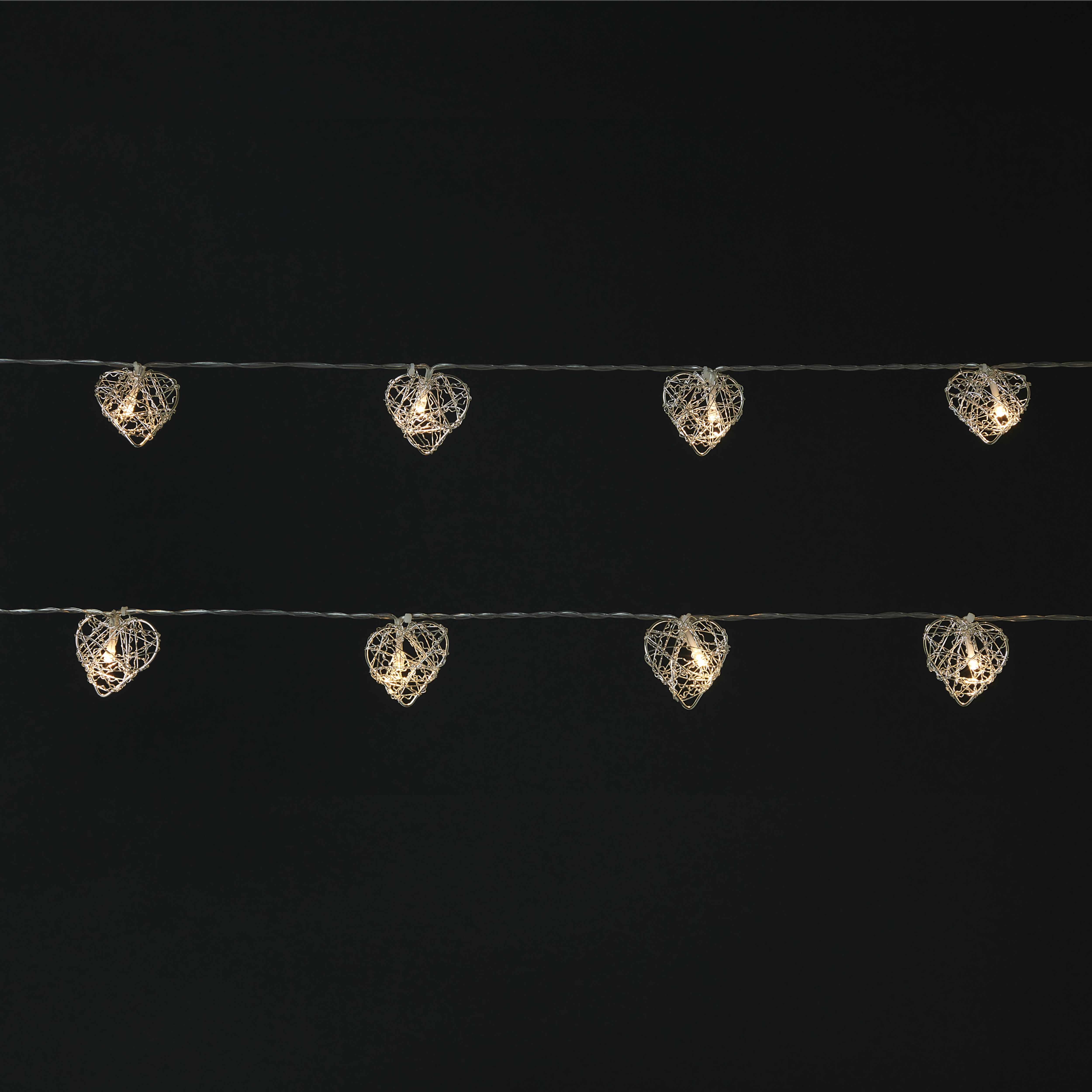 10 Warm white Heart LED String lights Without timer function & 1.65m ...