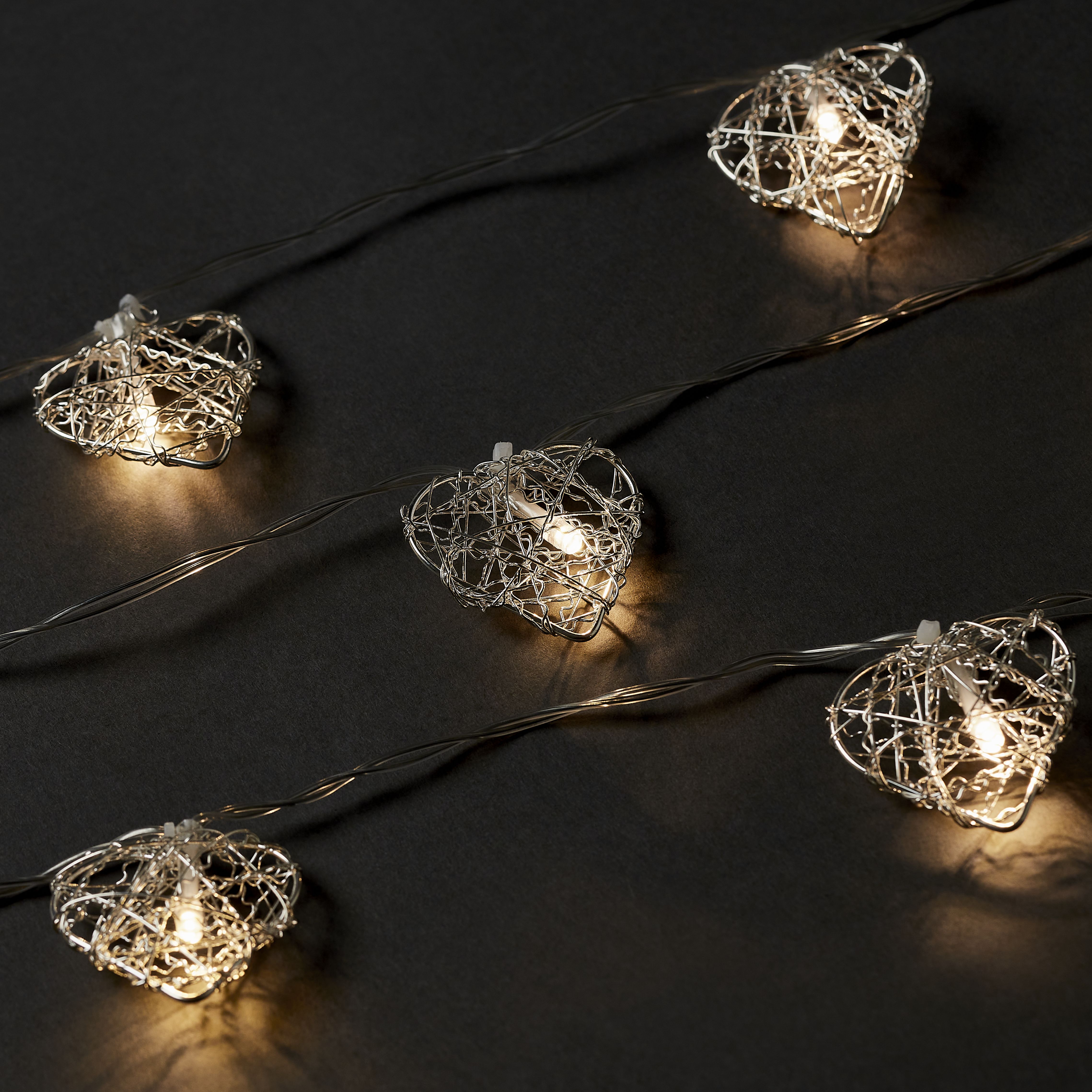 10 Warm white Heart LED String lights Without timer function & 1.65m ...