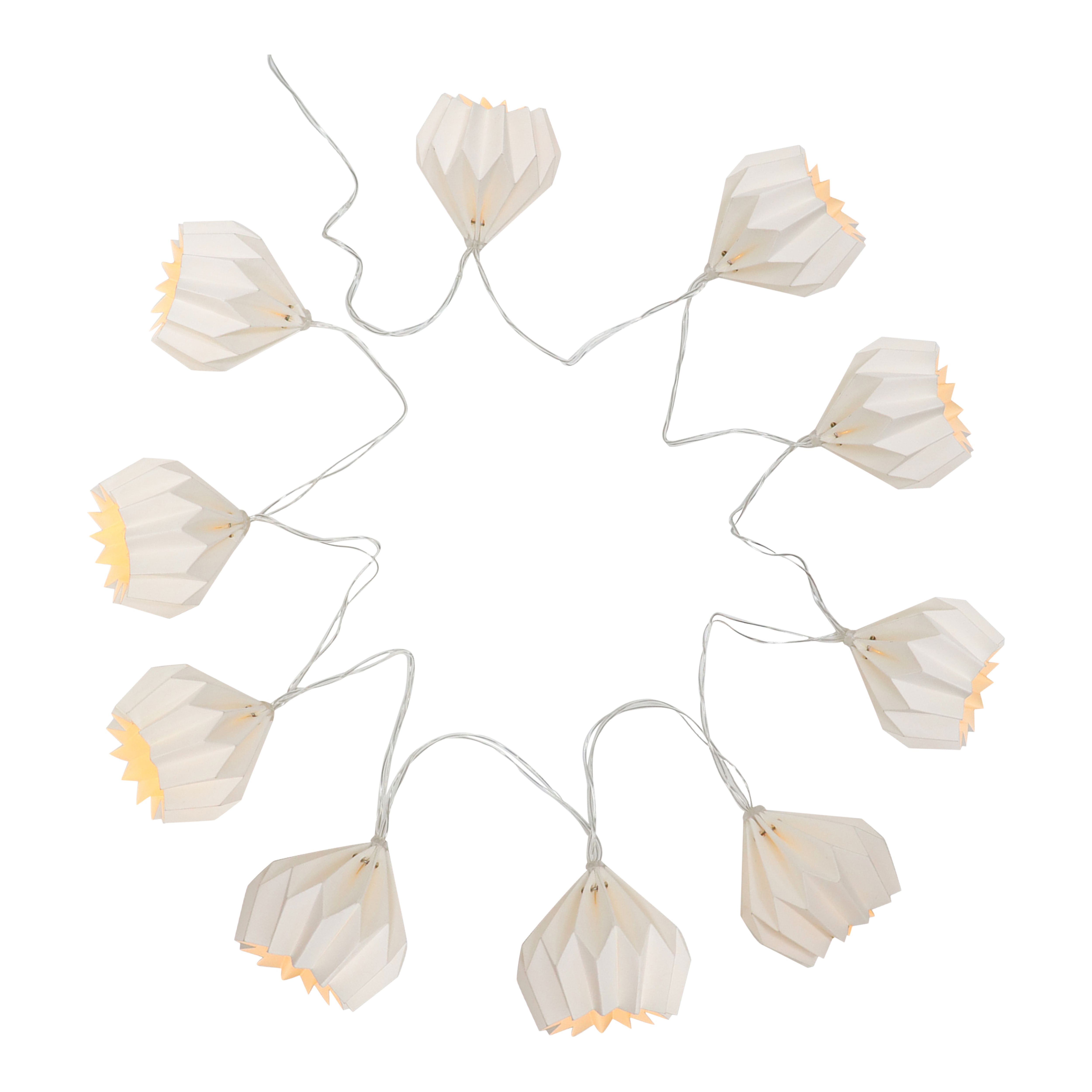 10 Warm white Paper lantern LED String lights With timer function & 1 ...