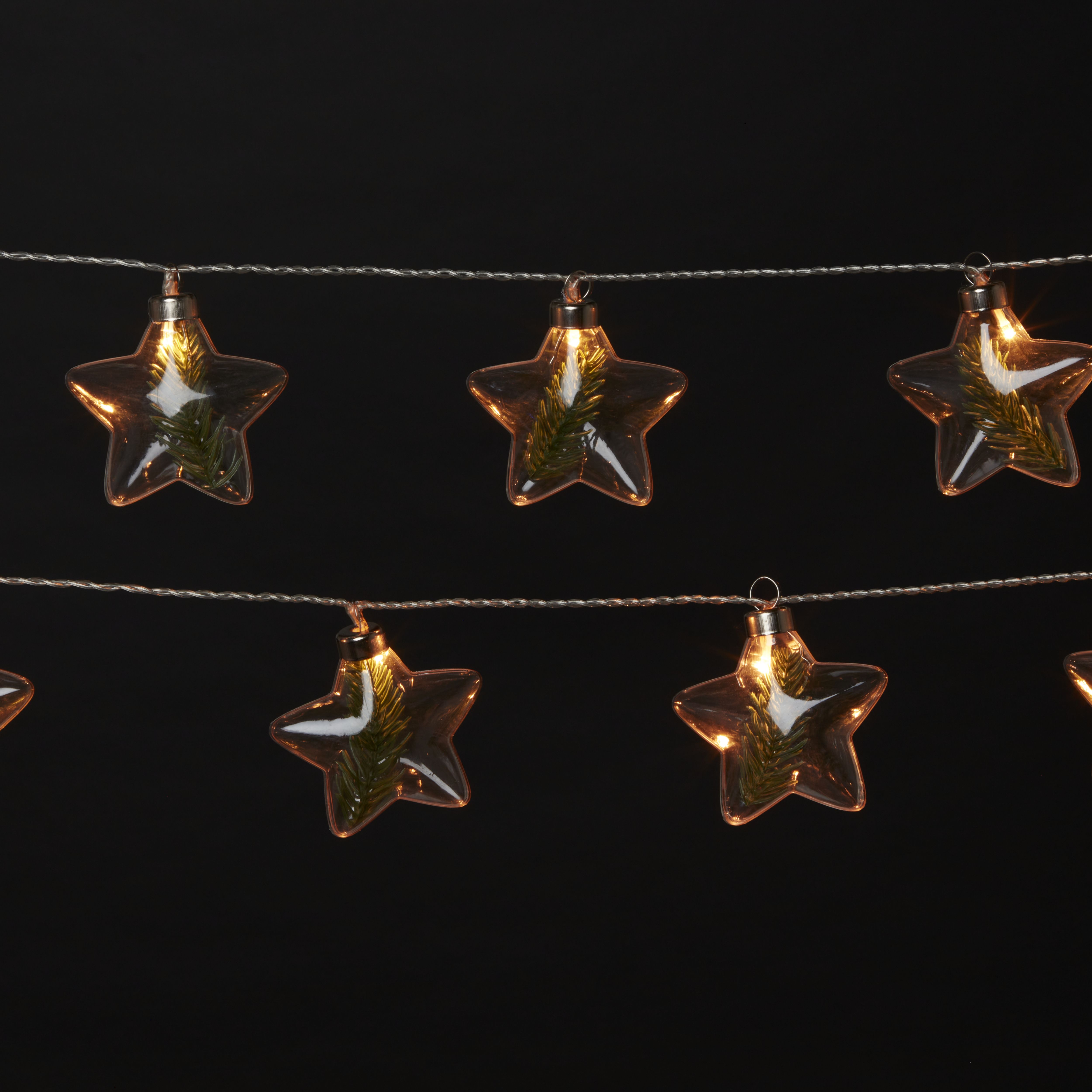 10 Warm white Star LED String lights with 1.65m Clear cable | DIY at B&Q