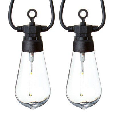 10 White Connectable Bulb LED String lights with Black cable | DIY at B&Q
