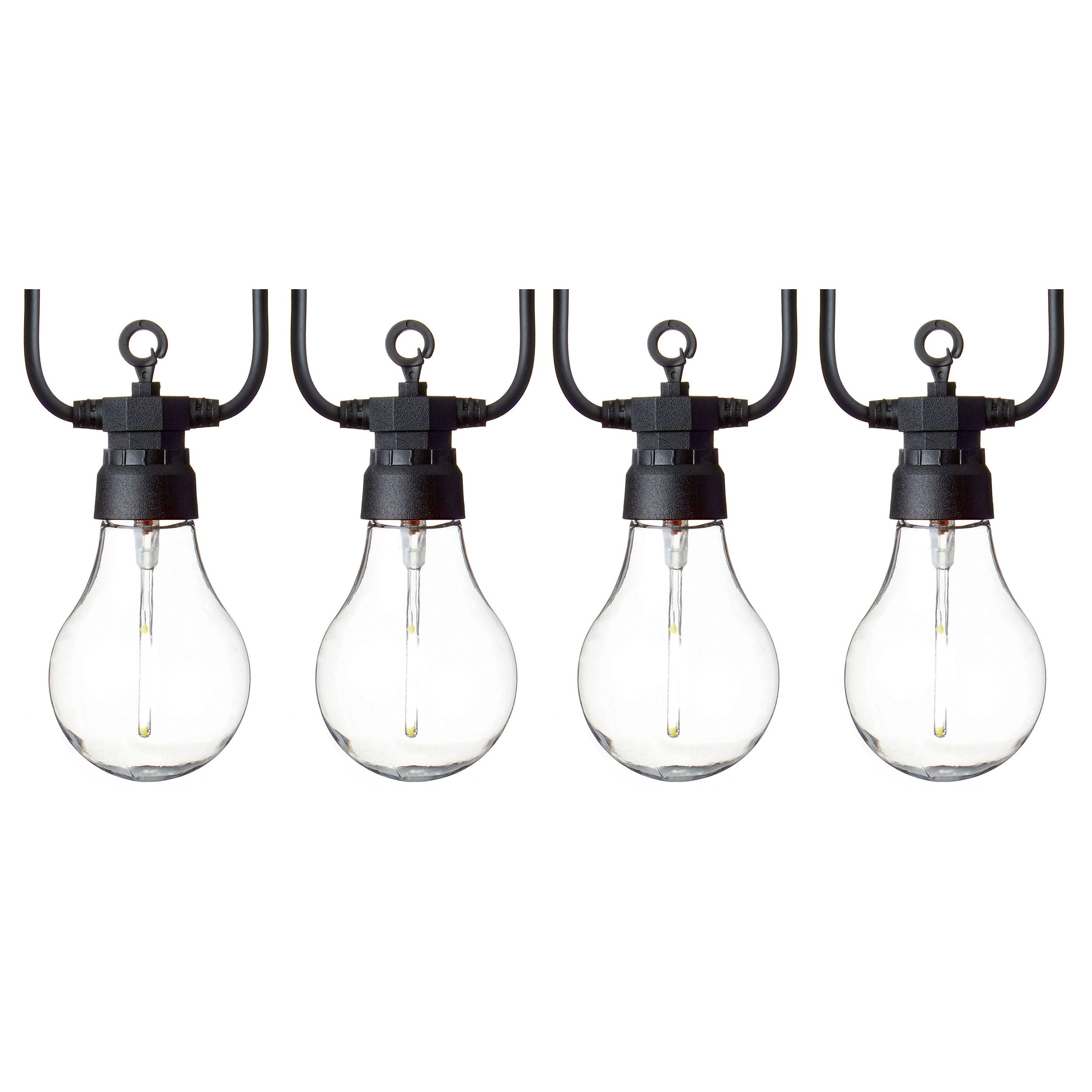10 White Connectable Party Bulb LED String lights Black cable