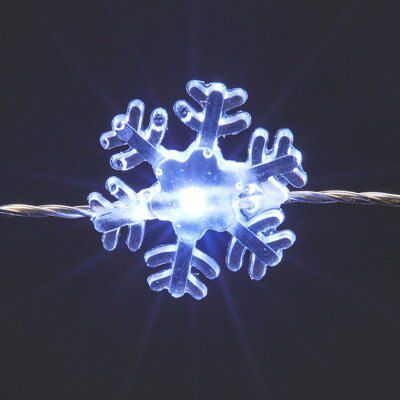 100 Ice white Snowflake wire LED String lights With timer function ...