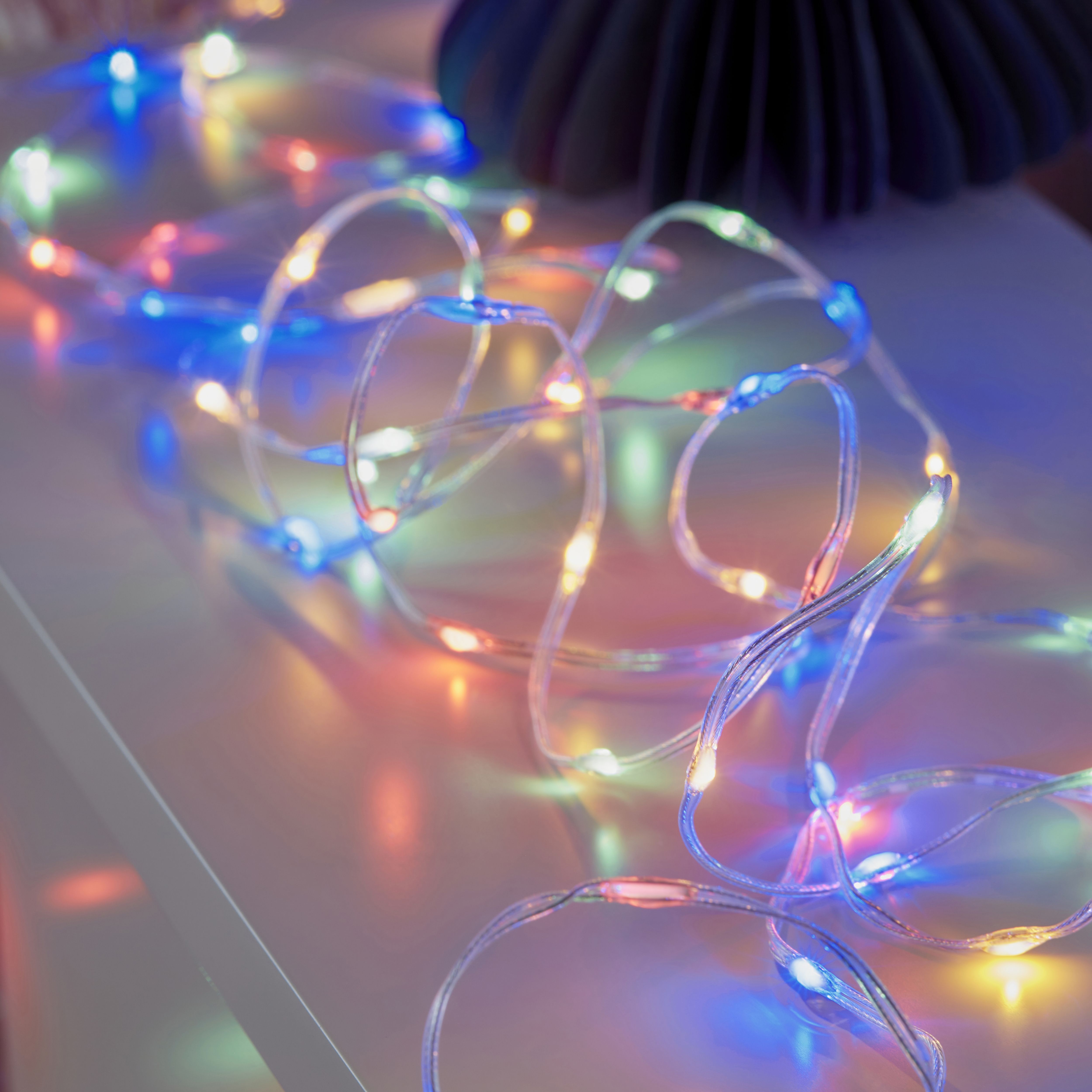 100 Multicolour LED String lights With timer function Clear cable
