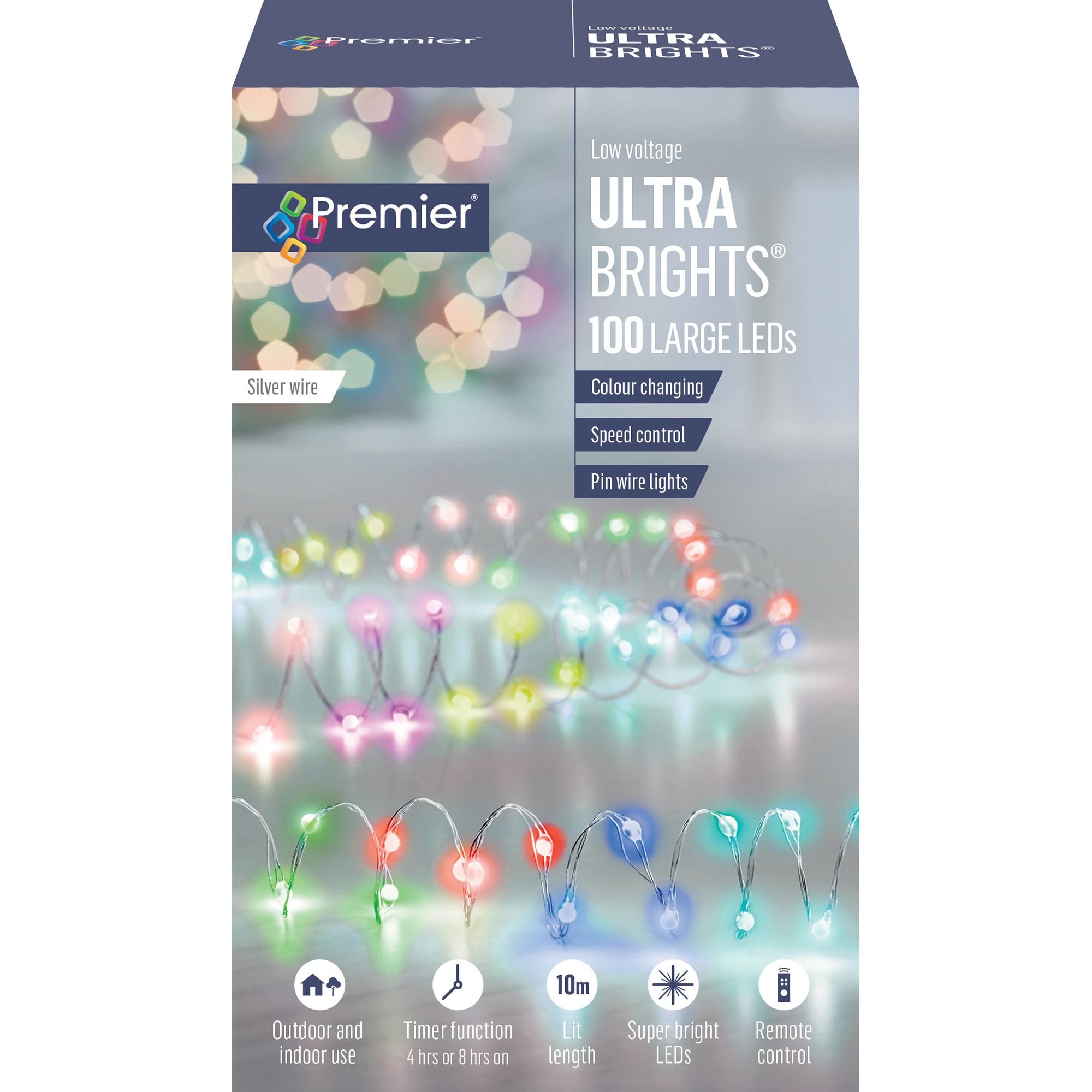 100 RGB Garland LED String lights Silver cable | DIY at B&Q