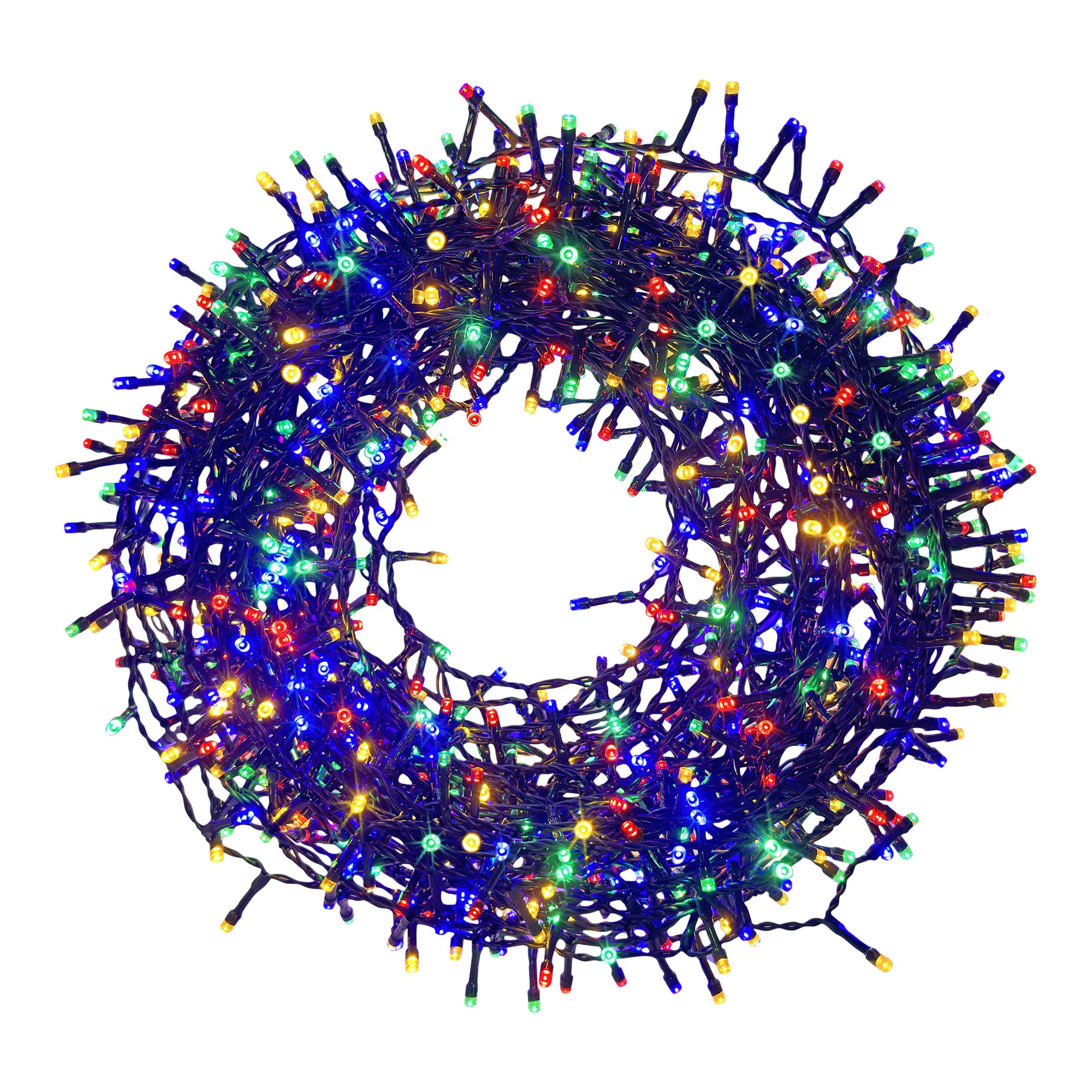 1000 Multicolour LED String lights With timer function Green cable