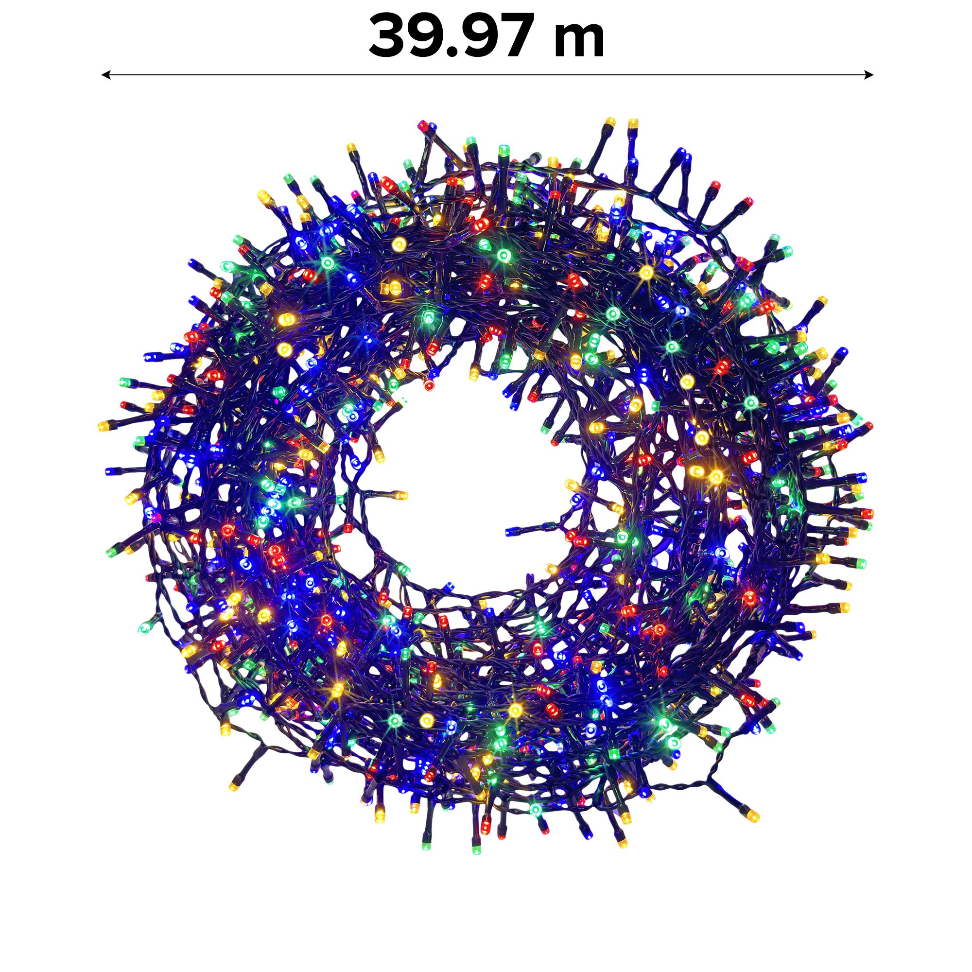 1000 Multicolour LED String lights With timer function Green cable