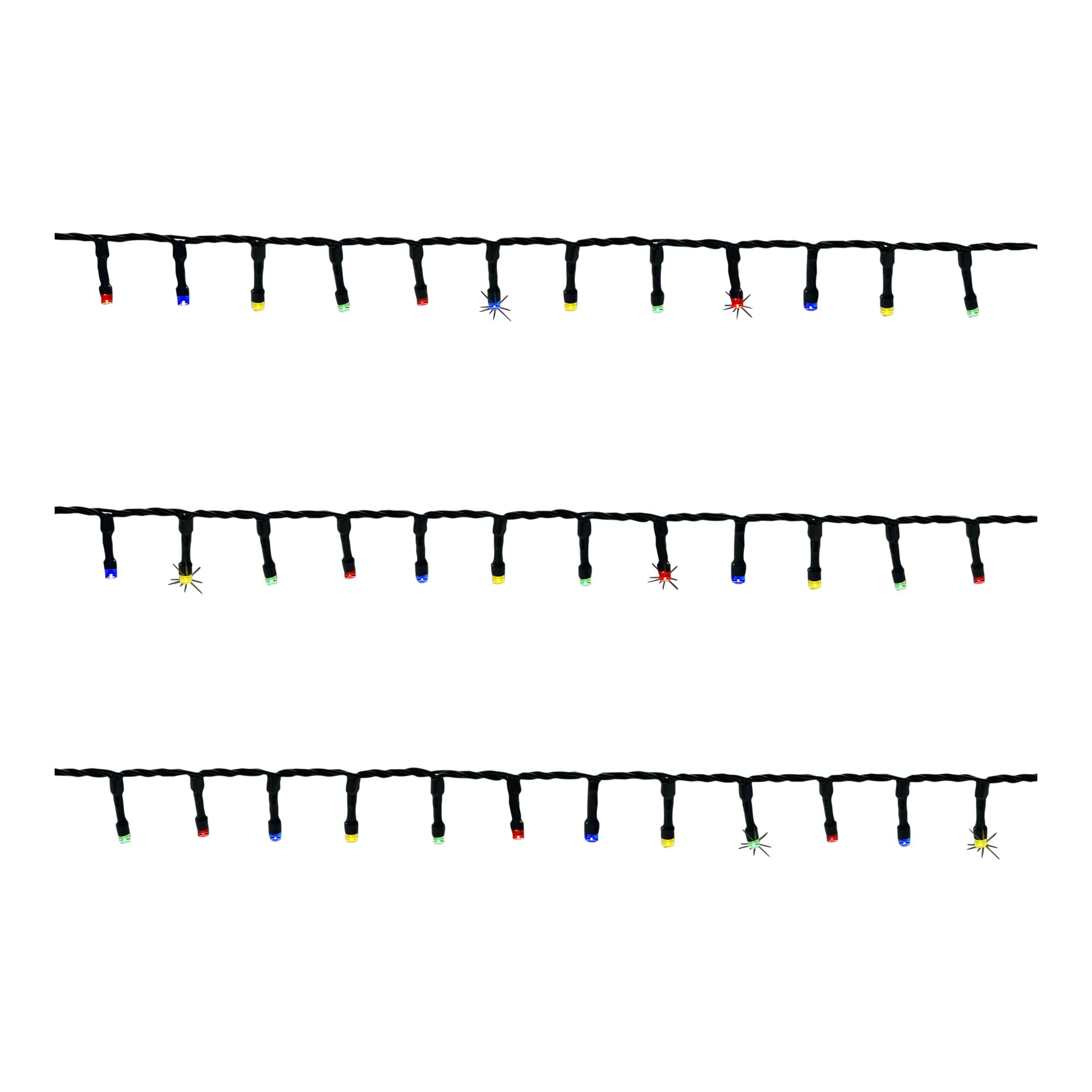 1000 Multicolour LED String lights With timer function Green cable