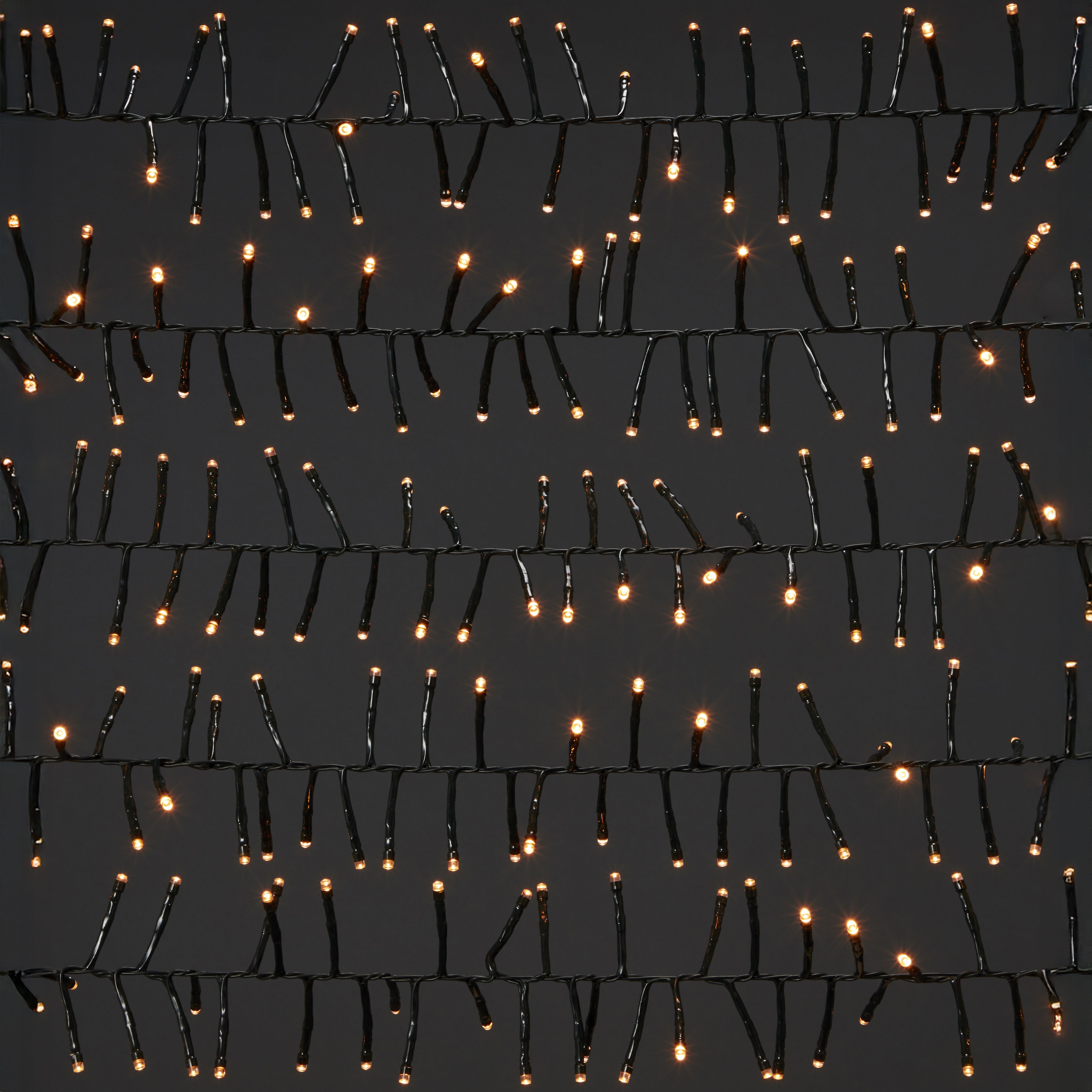 1000 Warm white Cluster LED String lights With timer function Green cable