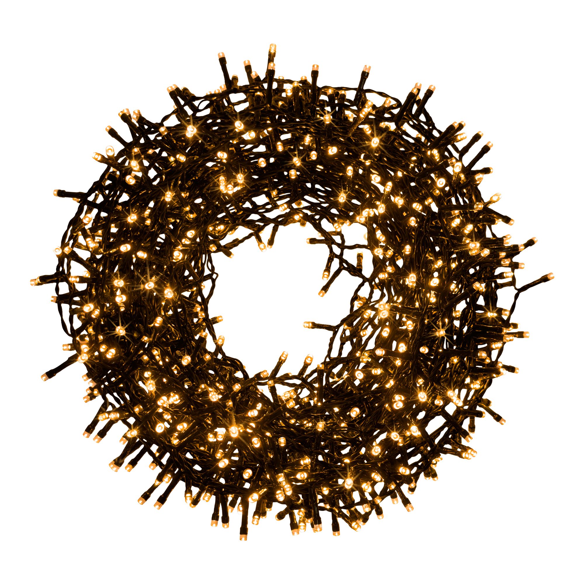 1000 Warm white LED String lights With timer function Green cable