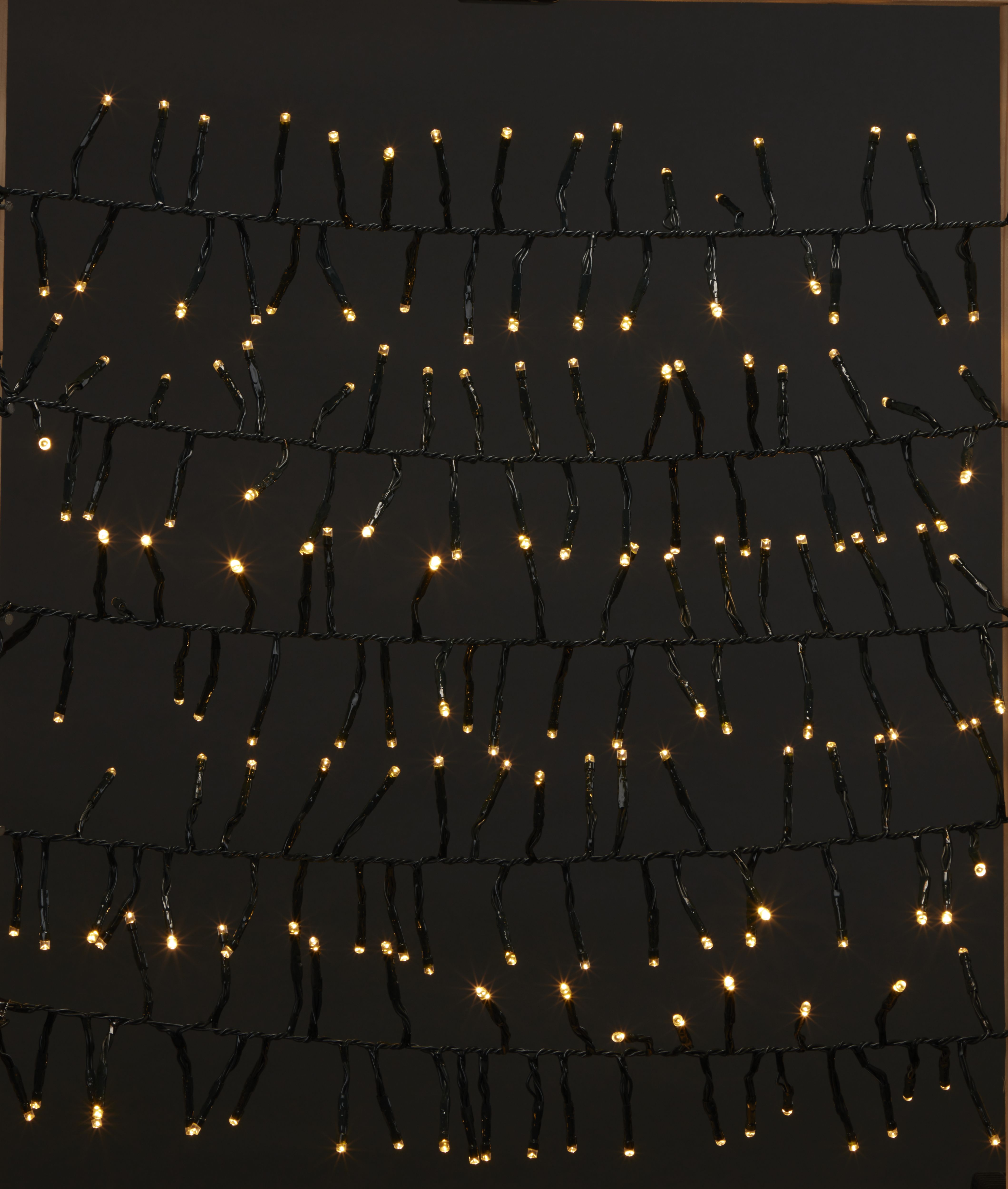 1000 Warm white & multicolour LED Cluster string light Green cable