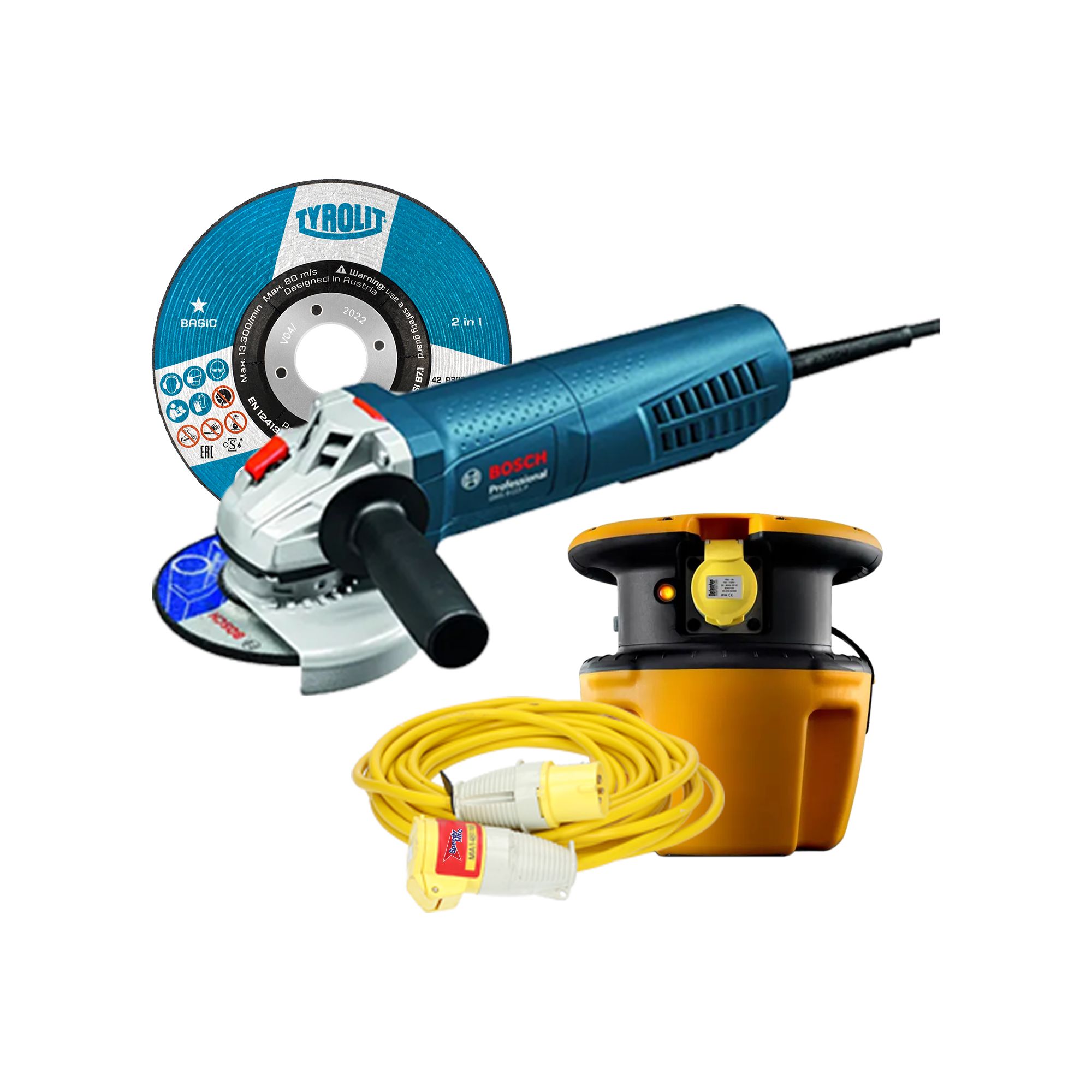 115mm Corded Stone Angle grinder bundle 110V 1.9kg - Weekend hire