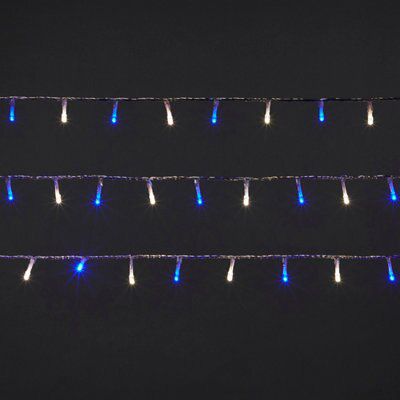 120 Blue/Ice white (Dual colour) LED String lights Clear cable | DIY at B&Q