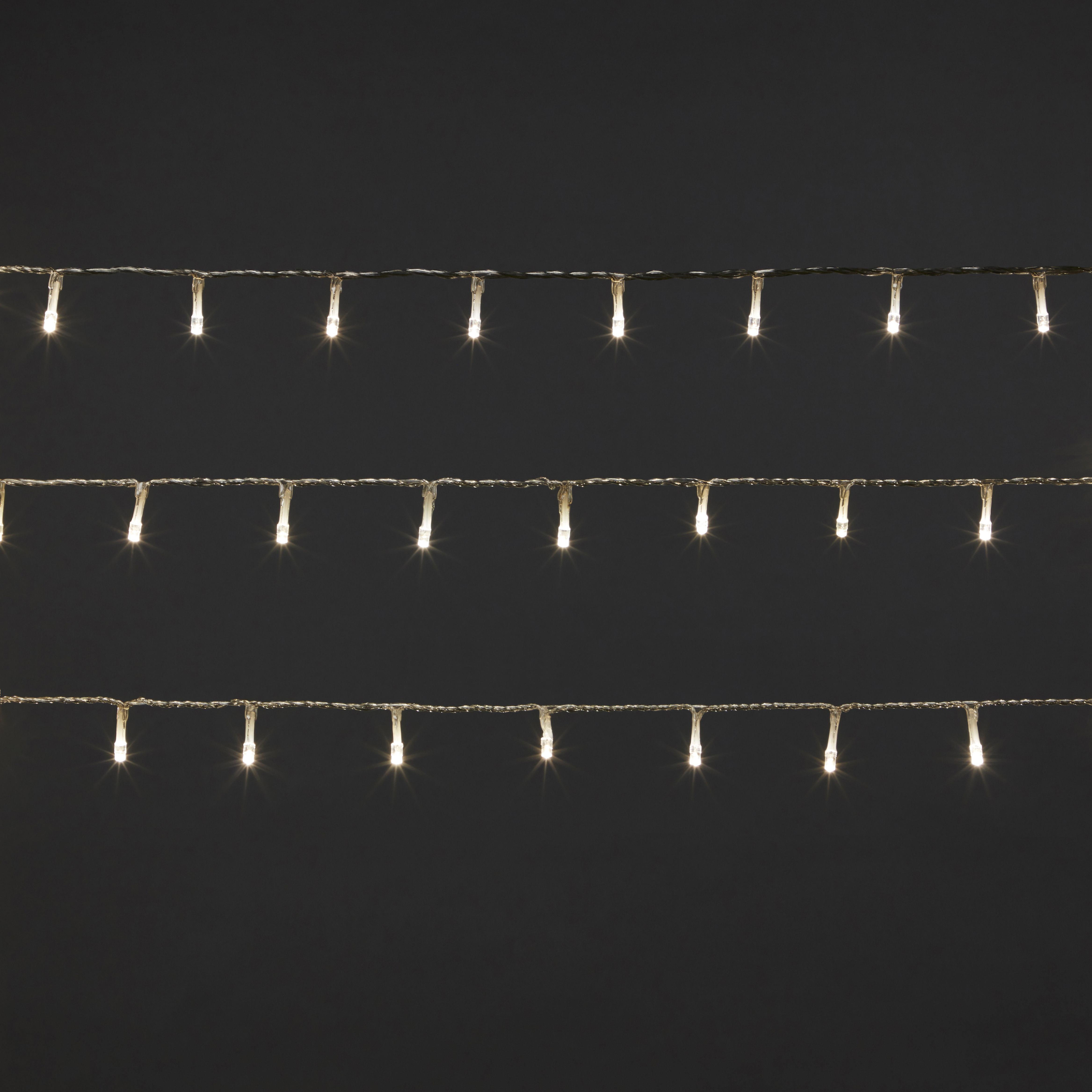 120 Ice white LED With timer String lights Clear cable