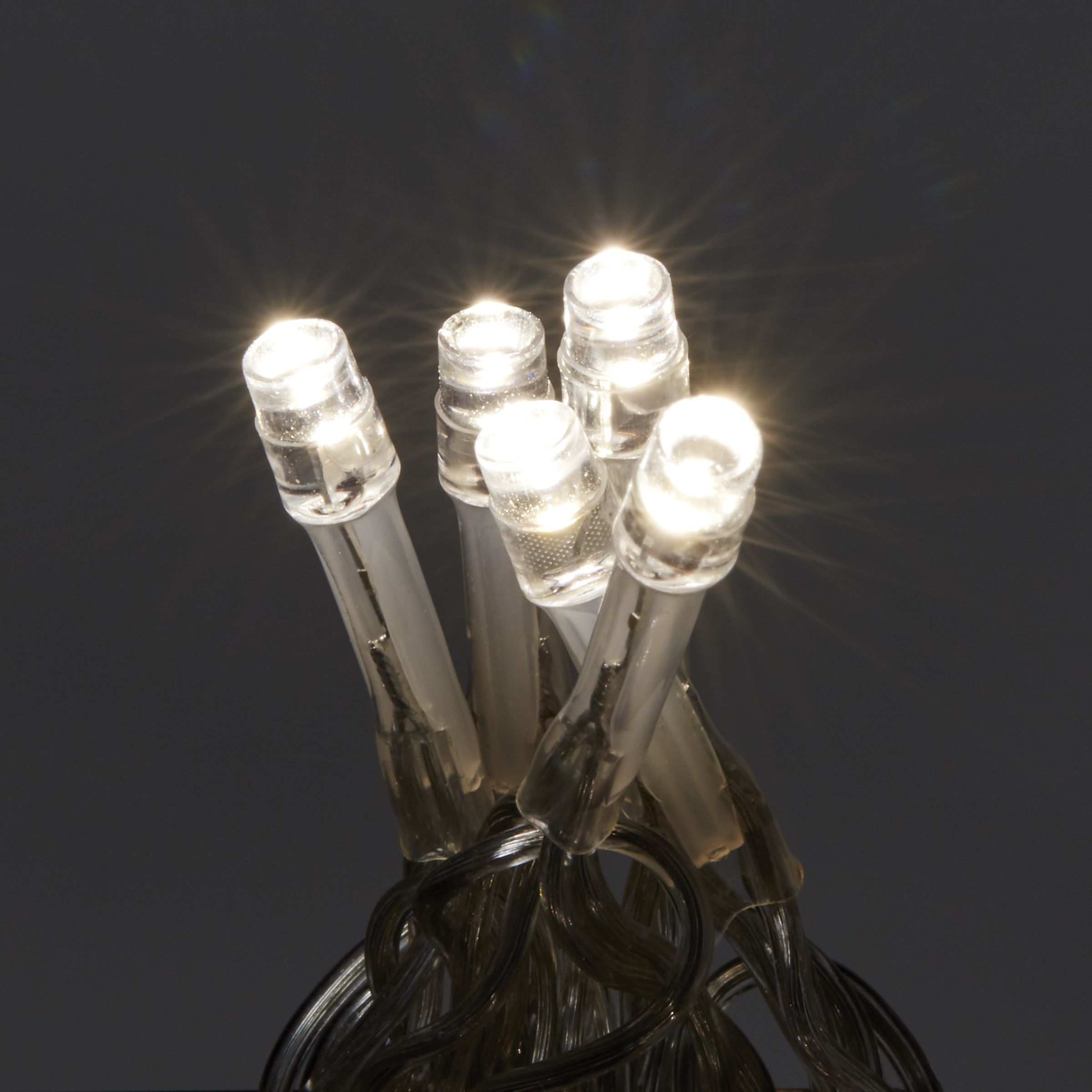 120 Ice white LED With timer String lights Clear cable