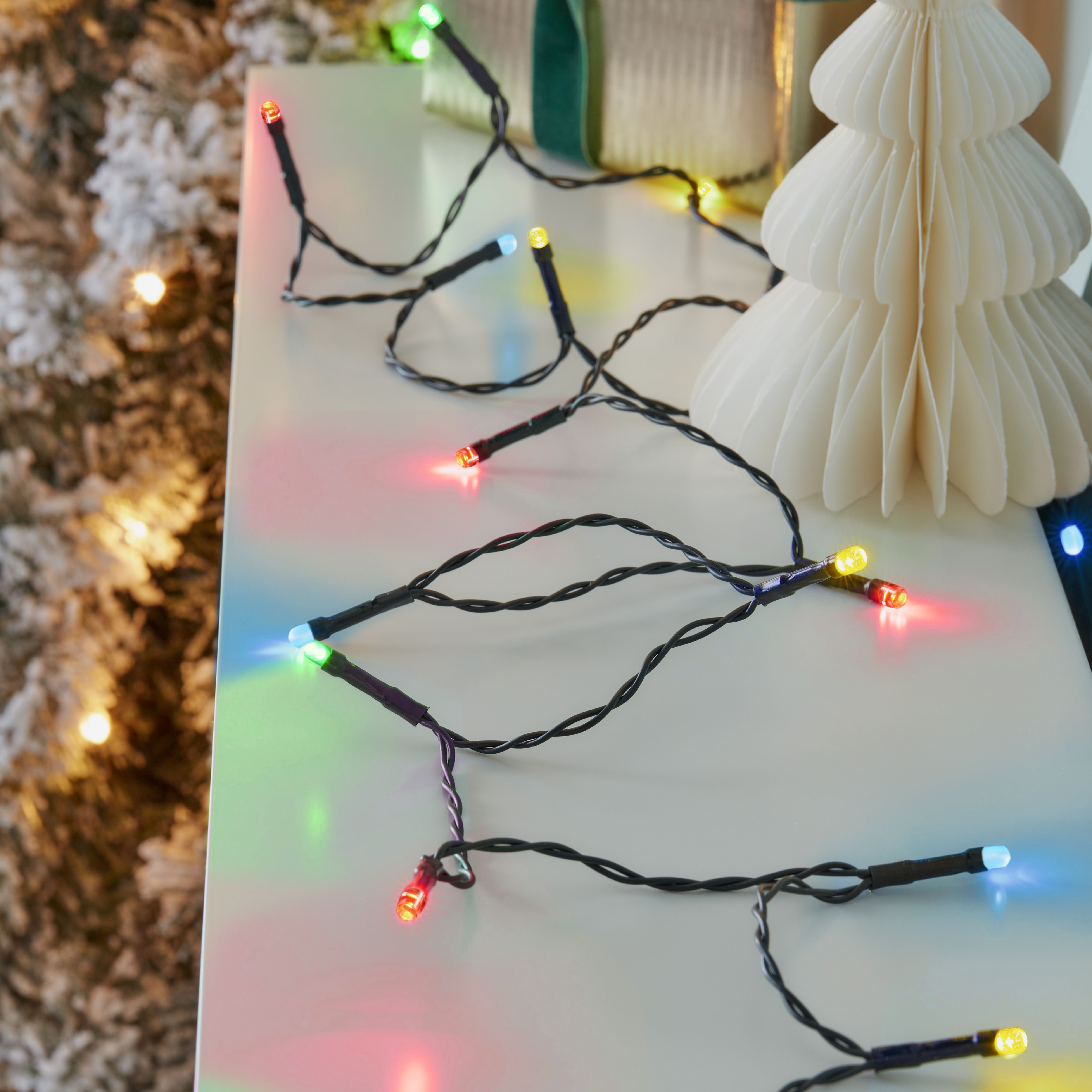 120 Multicolour LED String lights With timer function Green cable