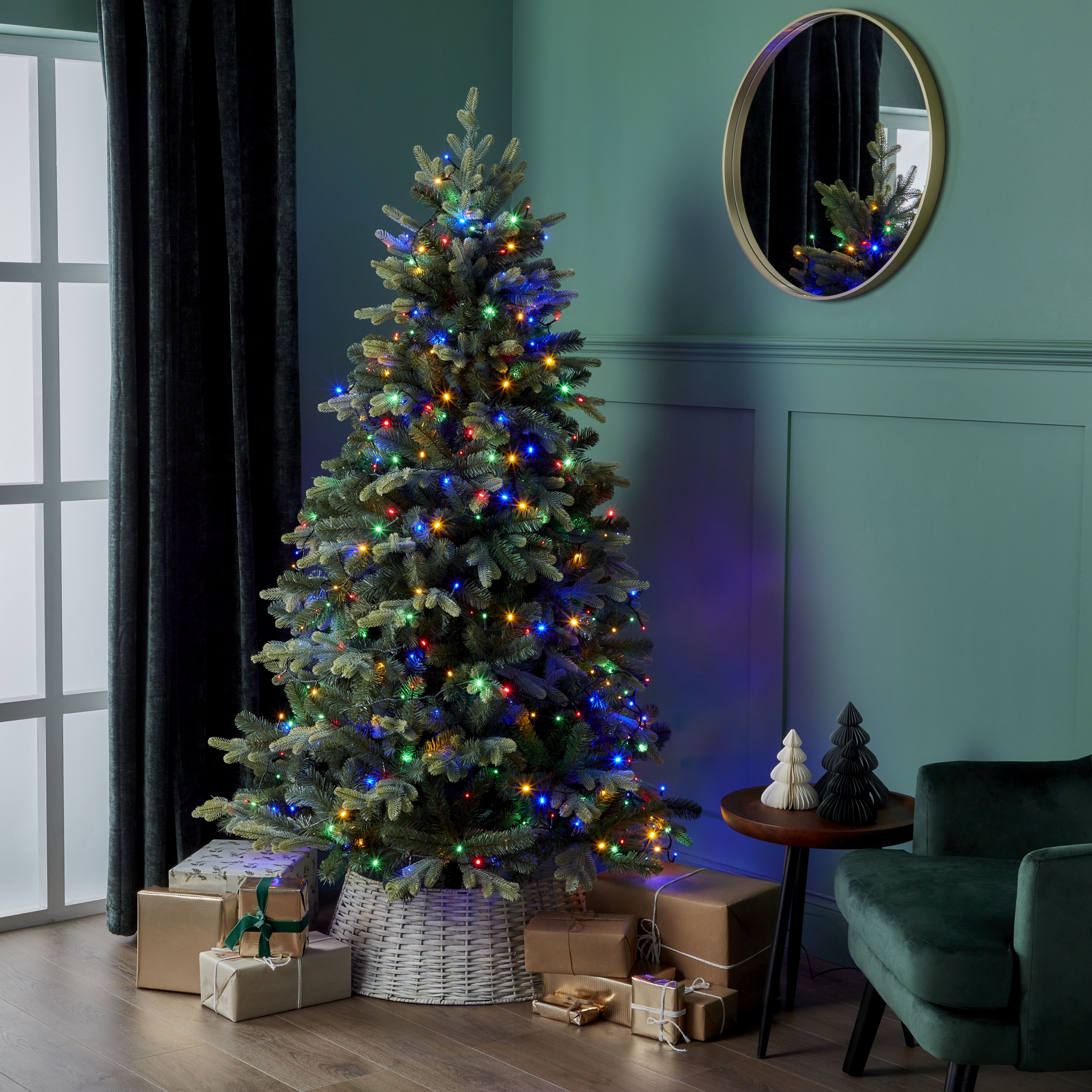 120 Multicolour LED String lights With timer function Green cable