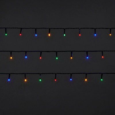 120 Multicolour LED With timer String lights Green cable | DIY at B&Q