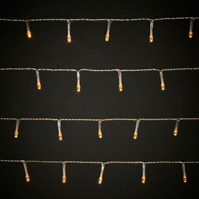 120 Warm white LED String lights Clear cable | DIY at B&Q