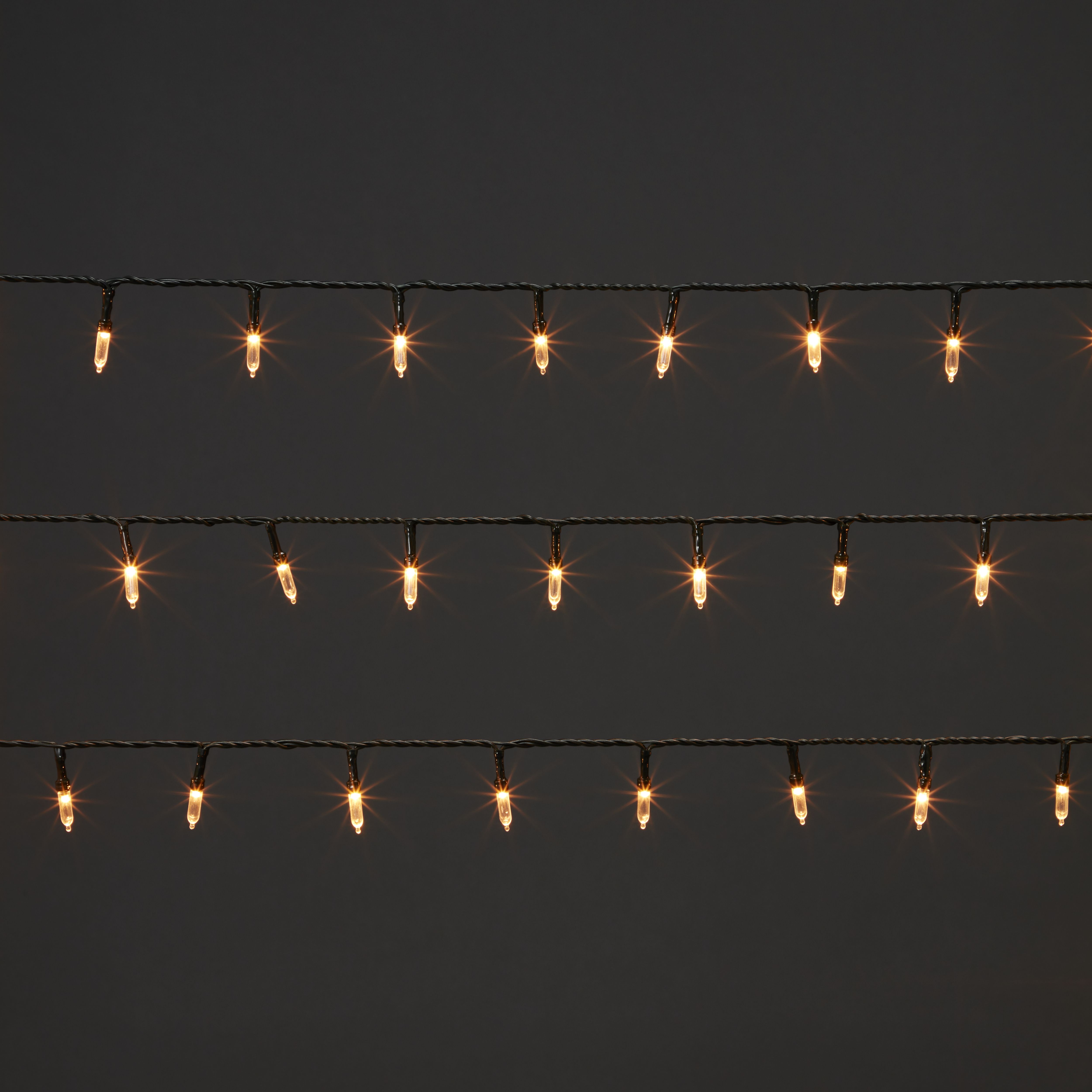 120 Warm white LED String lights With timer function Green cable