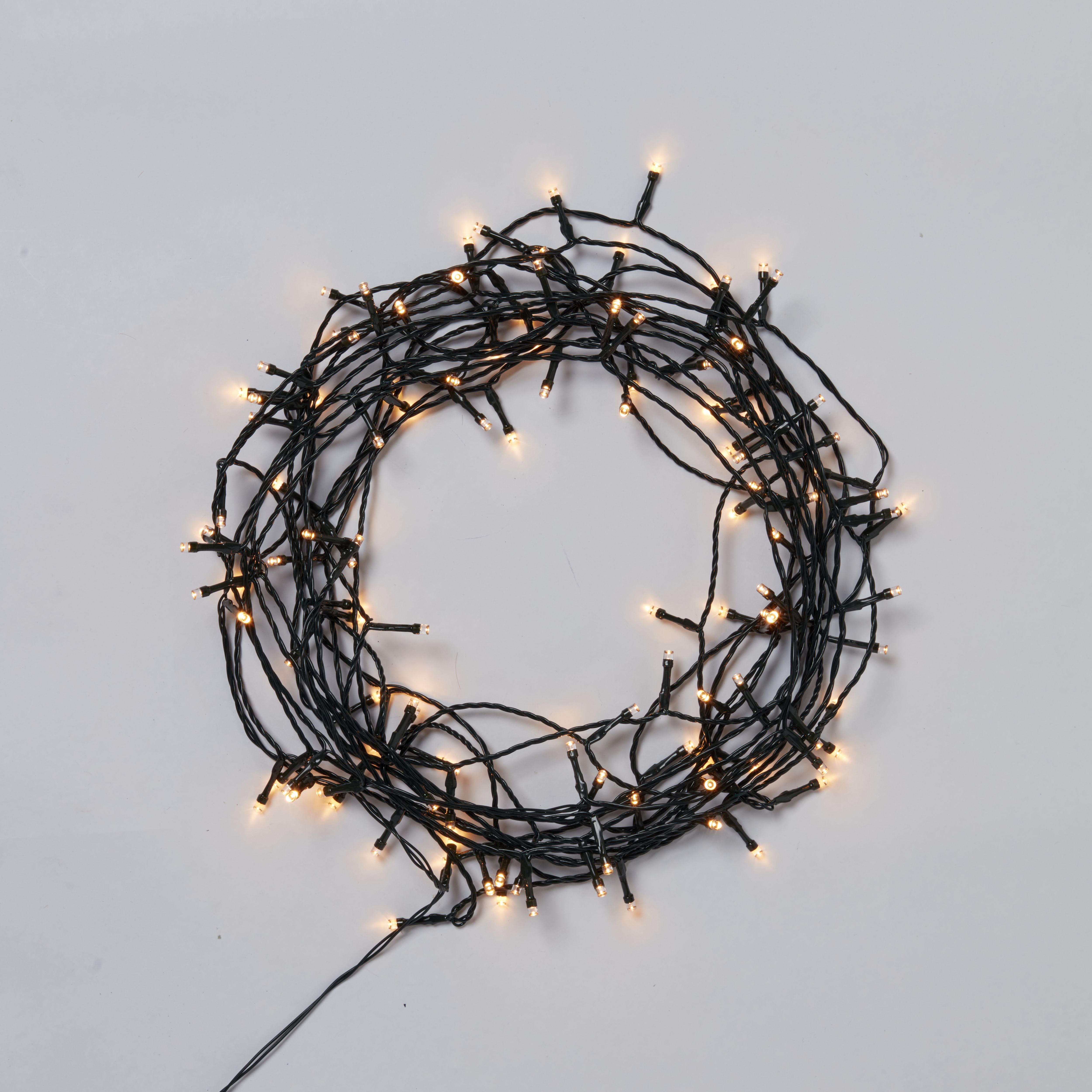 120 Warm white LED String lights With timer function Green cable