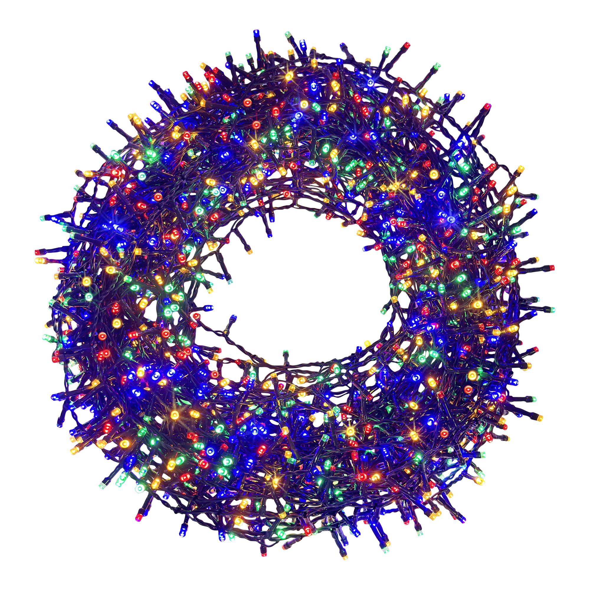 1500 Multicolour LED String lights With timer function Green cable
