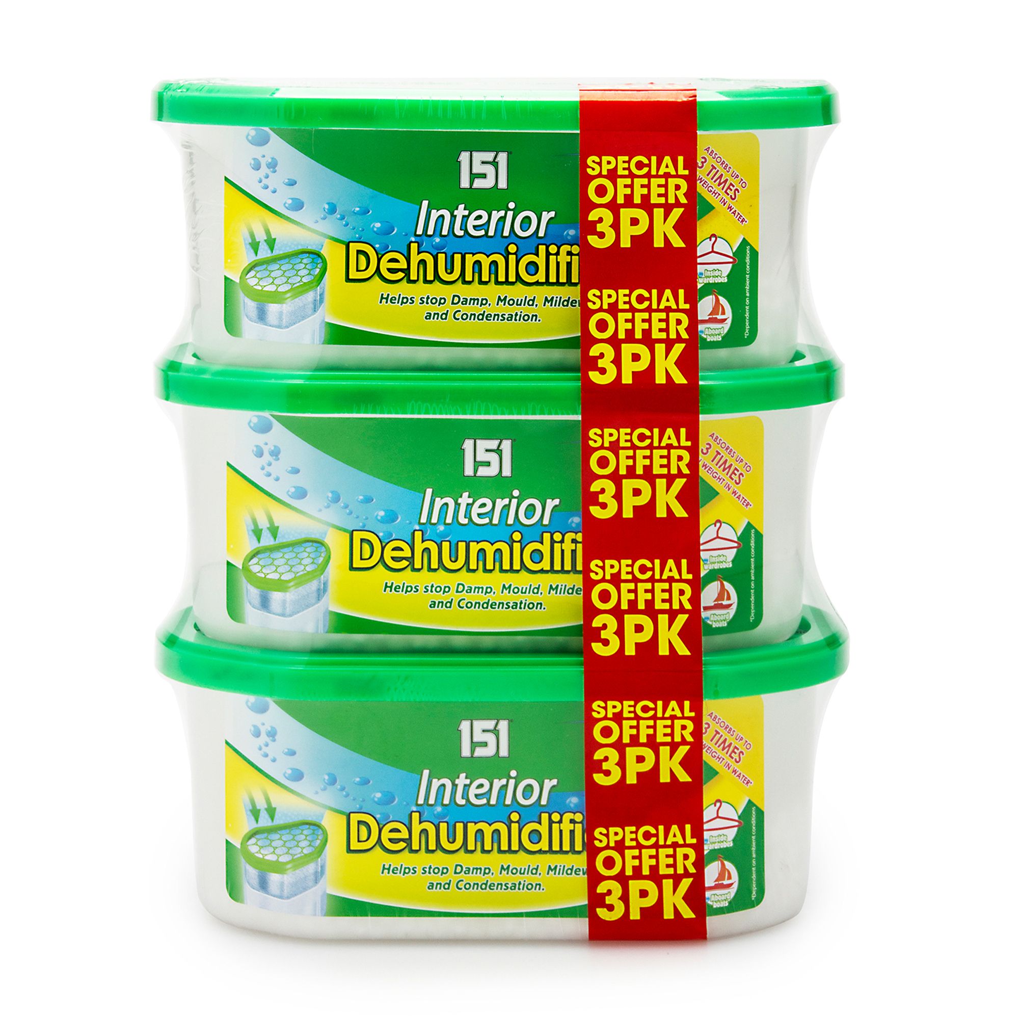 151 Green Unfragranced Compact Moisture absorber, Pack of 3