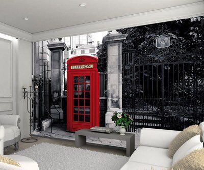 1Wall Giant London phone box Mural | DIY at B&Q