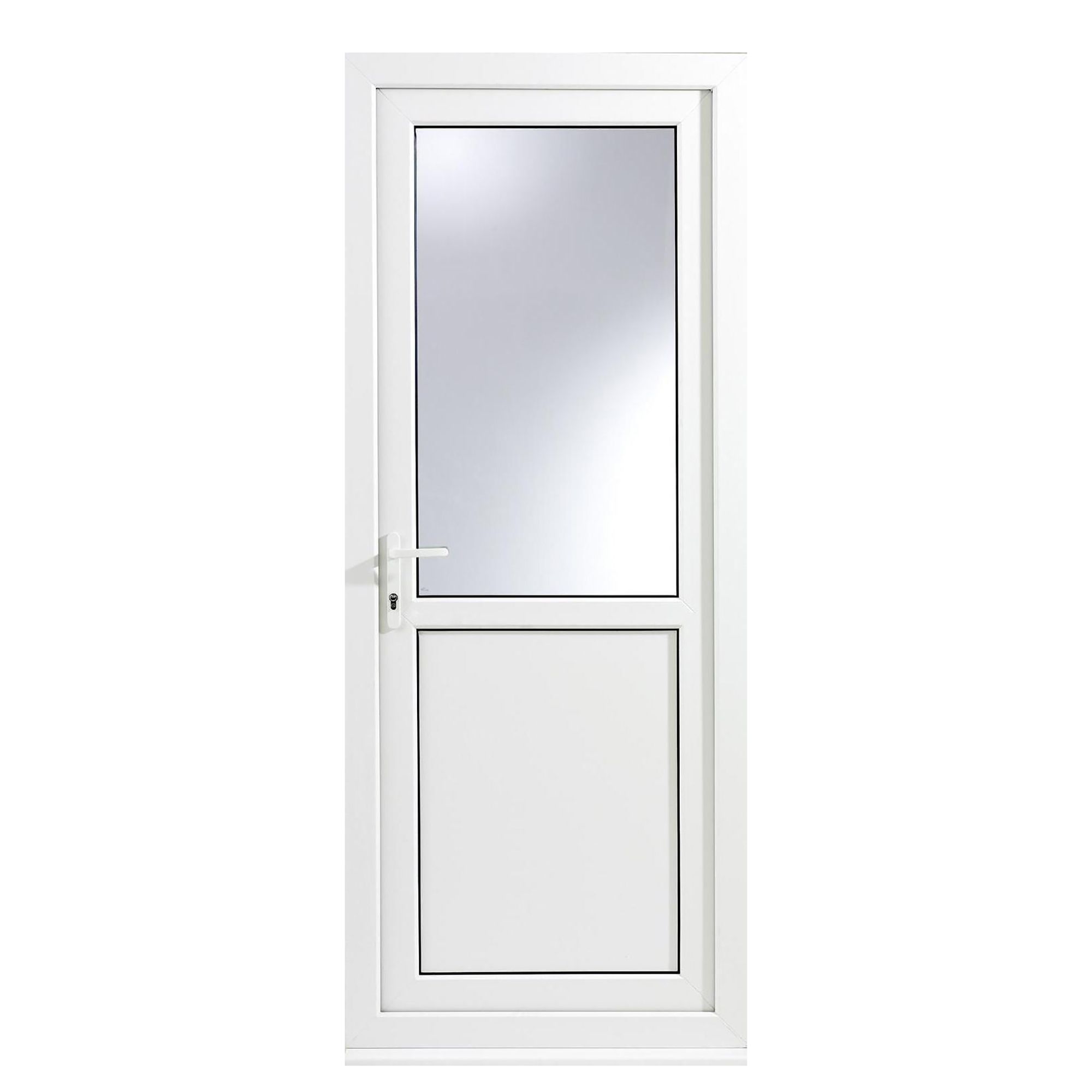 2 panel Glazed Industrial White RH External Back Door set, (H)2055mm (W ...