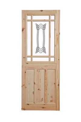 2 panel Screen-printed Glazed Internal Softwood Door, (H)1981mm (W ...