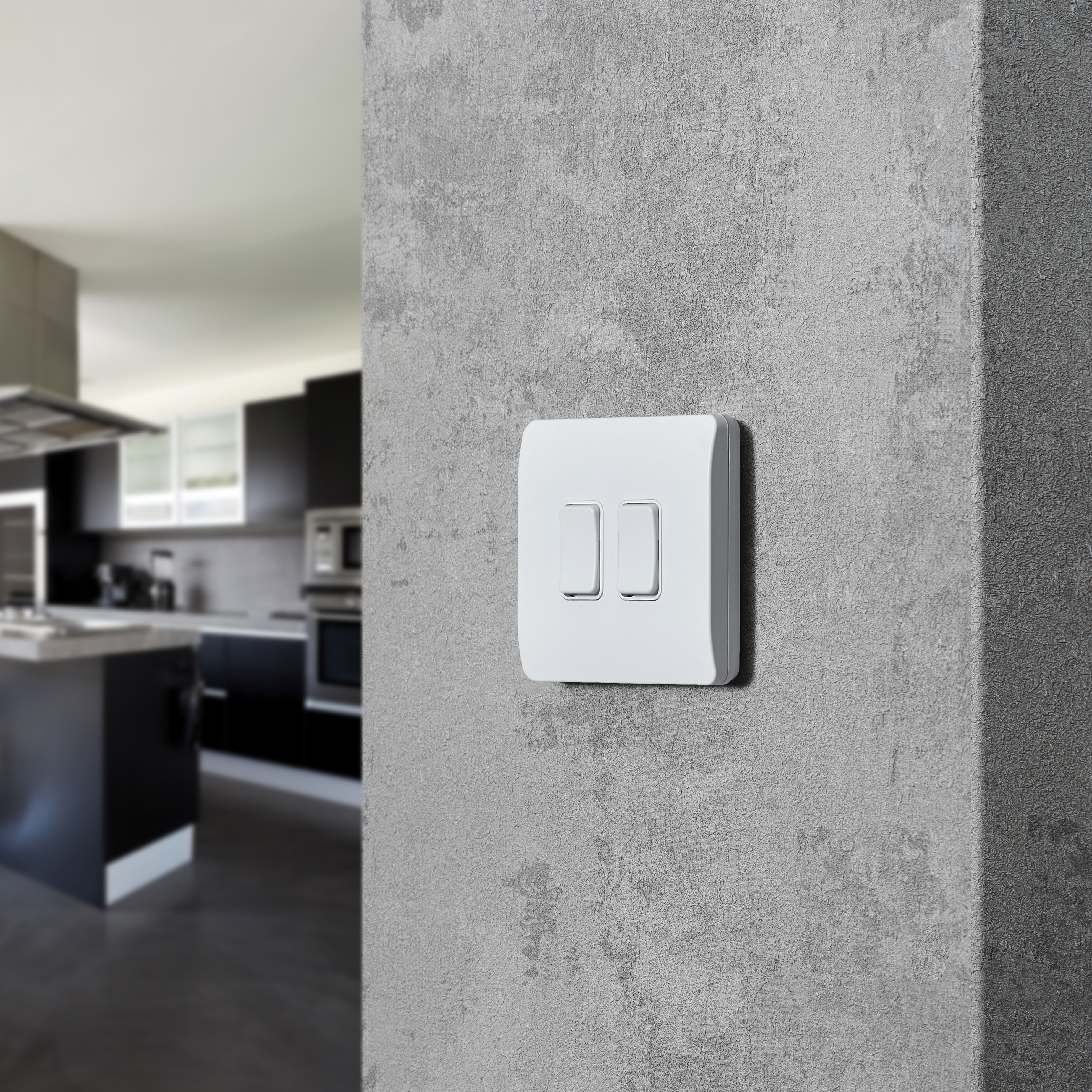 2 way 2 gang Retractive switch Kinetic Matt White